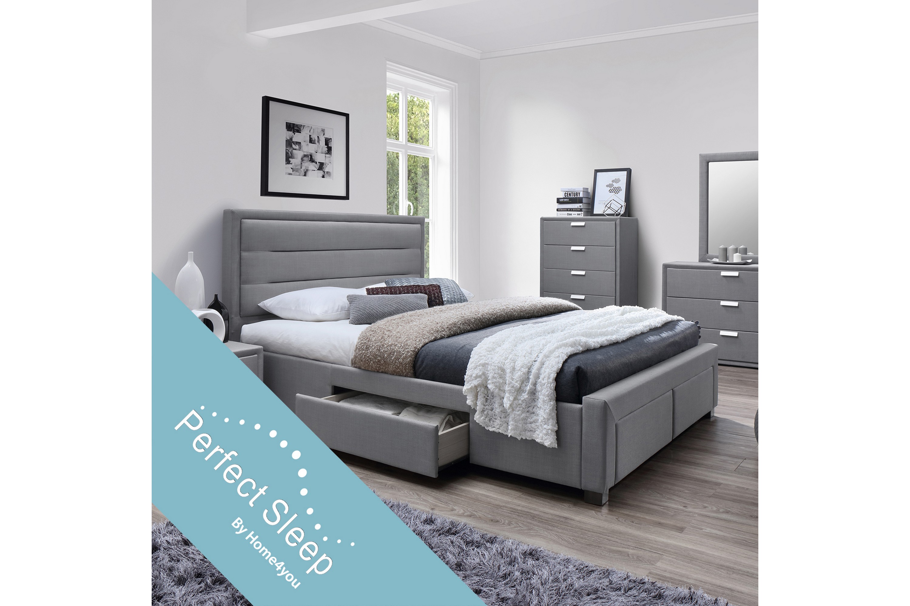 Seng CAREN med 4 skuffer med madras HARMONY DELUX - Møbler | Trademax