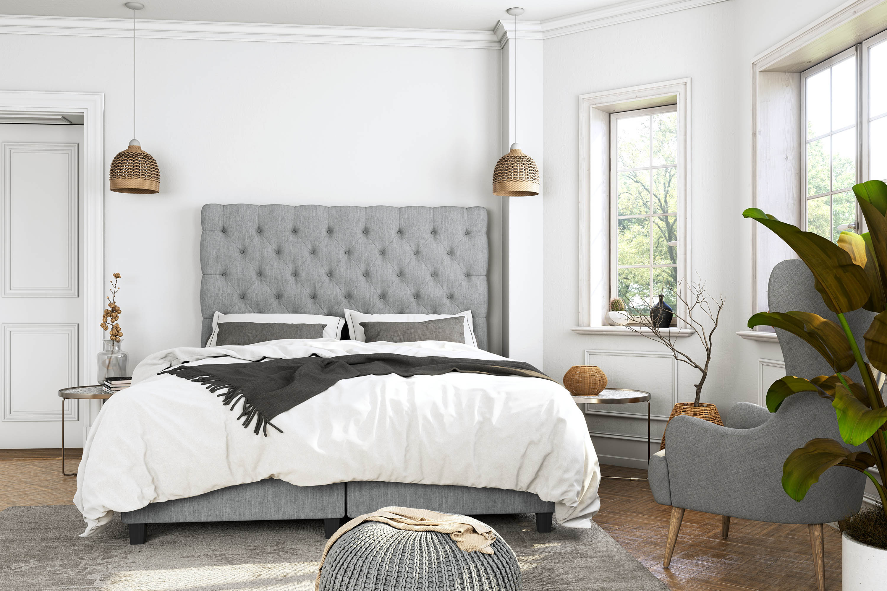 Berg & Strand Royal Box Bed Komplet Sengepakke 105x200 cm Lysegrå ...