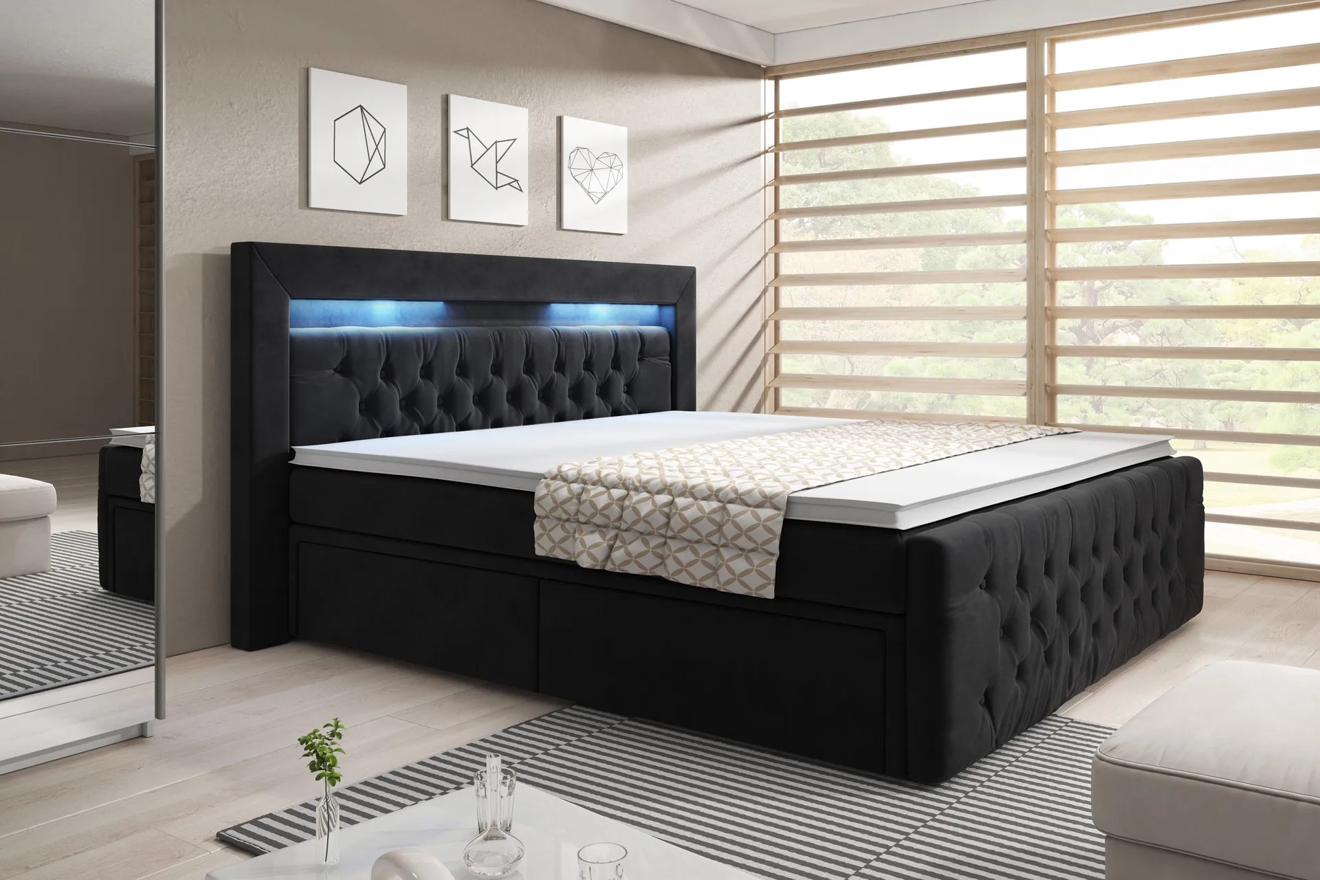 Cloud47 Franco Komplett Sengpakke med Oppbevaring LED-belysning 180x200 ...