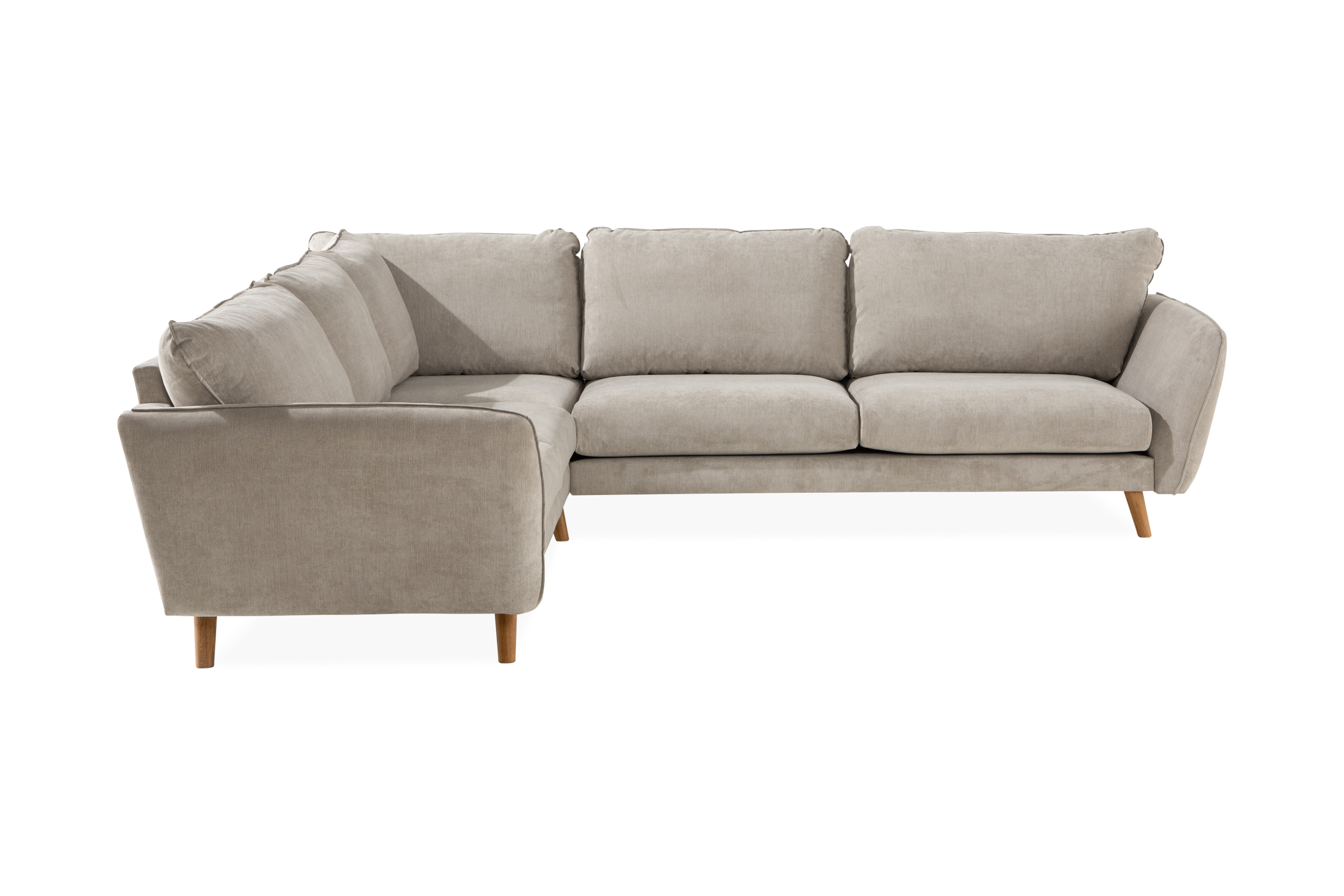 Trend Stor Luksus Hjørnesofa Vendbar L-formet Beige / Eik - Møbler ...