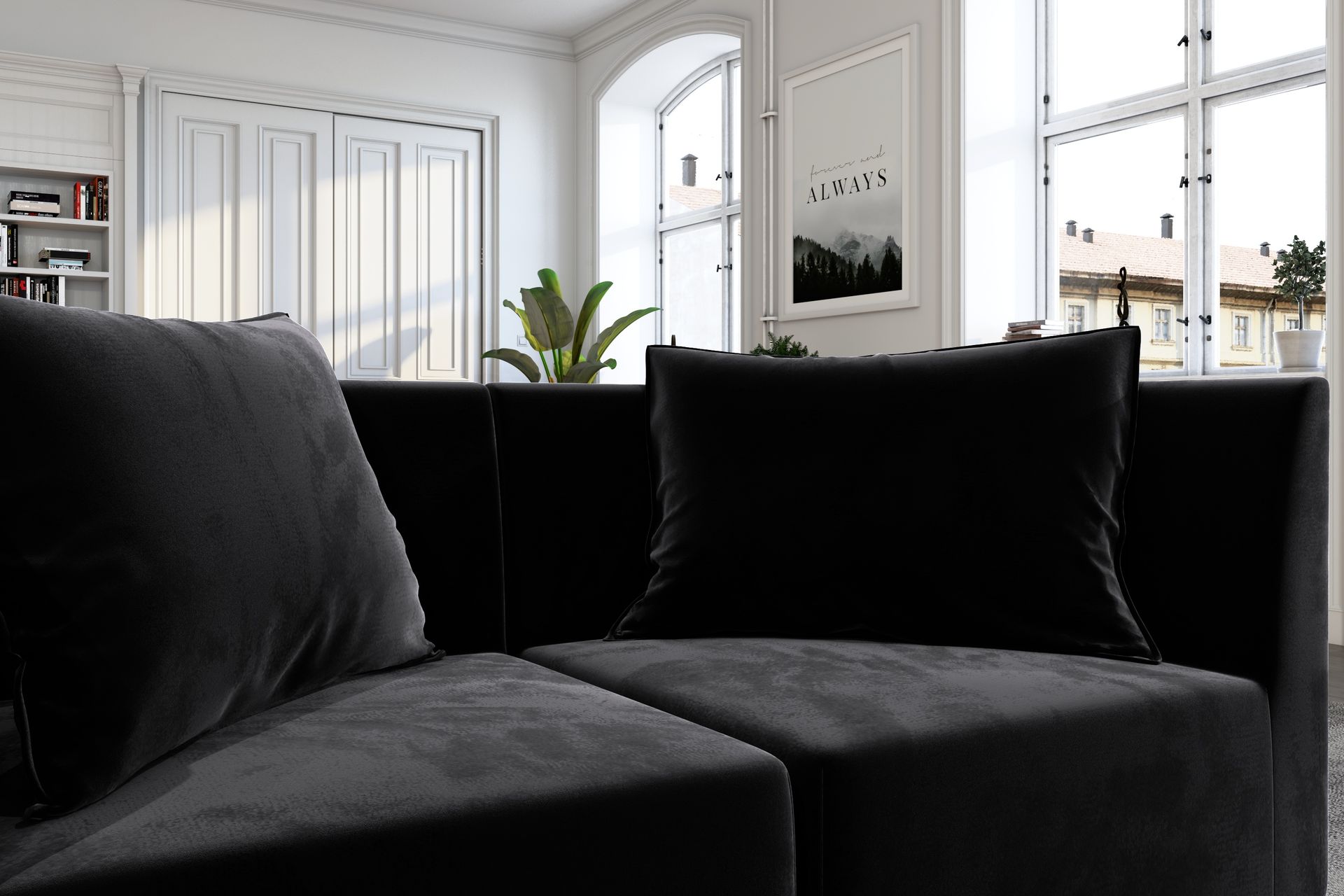Modulsofa Darlene 2-seter Fløyel Svart - Møbler - Chilli
