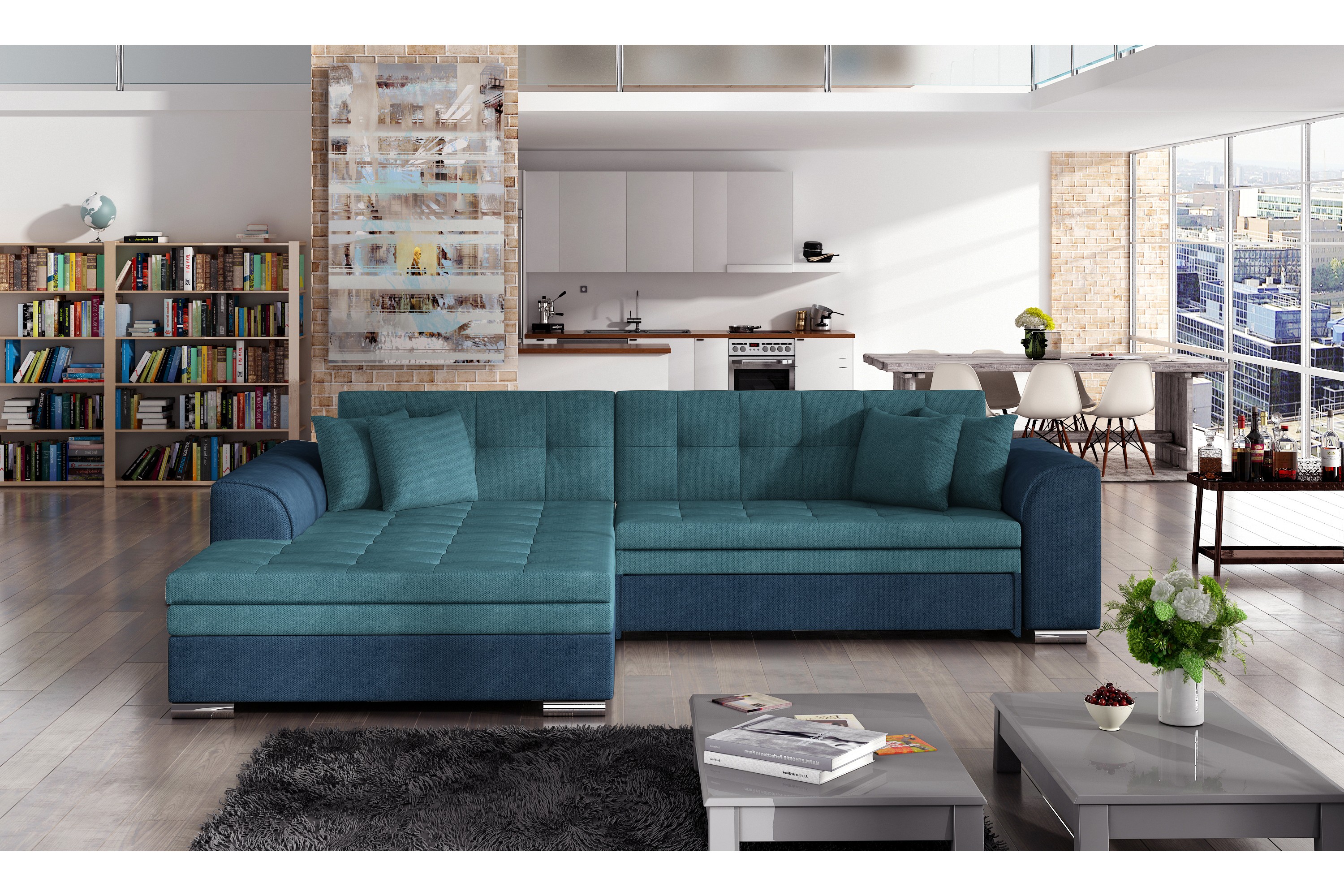 Sovesofa Castello med Divan Blå/Blå - Møbler - Chilli