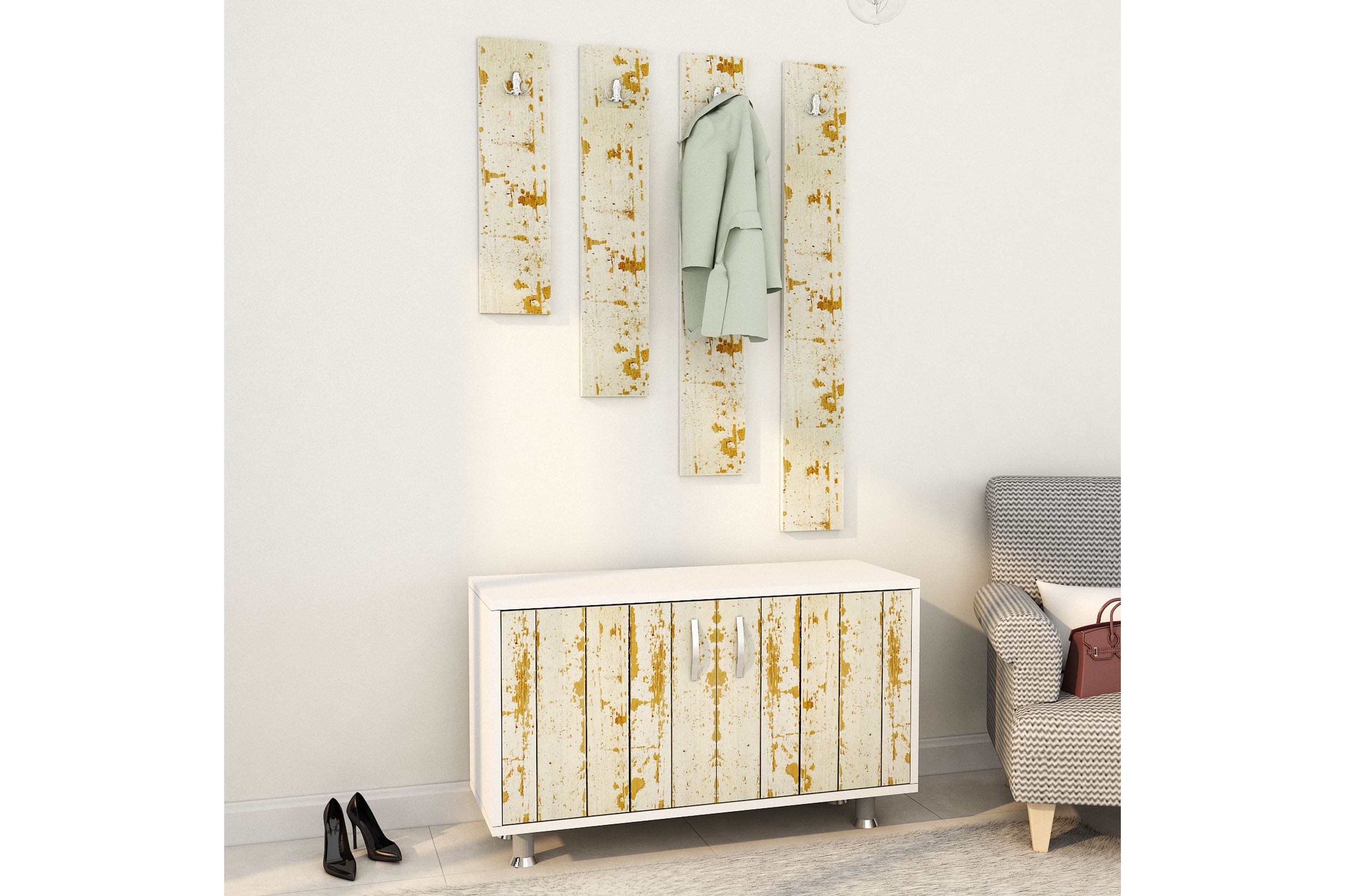 DOYRAN Hallmöbelset 50x100 cm Ljusbrun/Vit - Möbler - Furniturebox