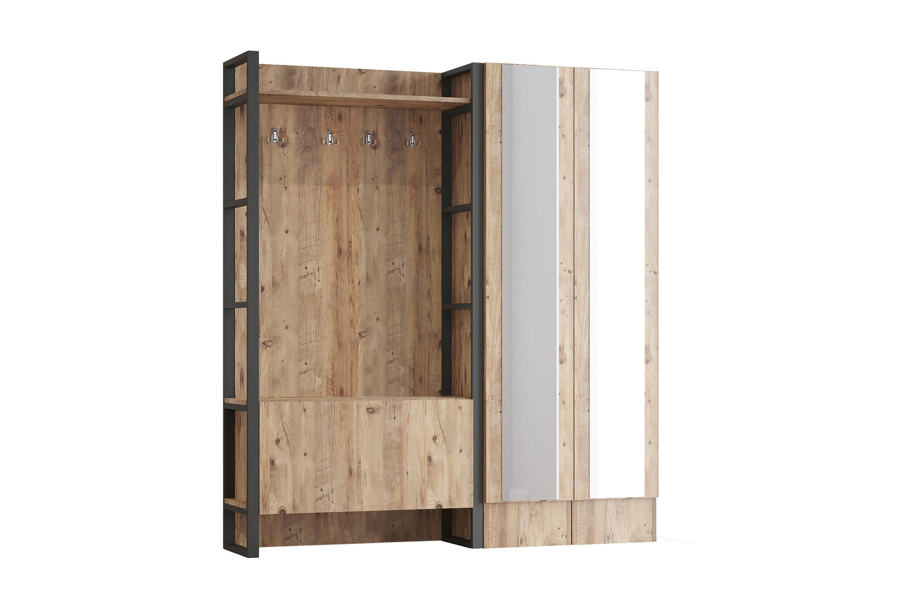 NALOR Hallmöbelset 34x90 cm Dubbel Höger Natur - Möbler - Furniturebox