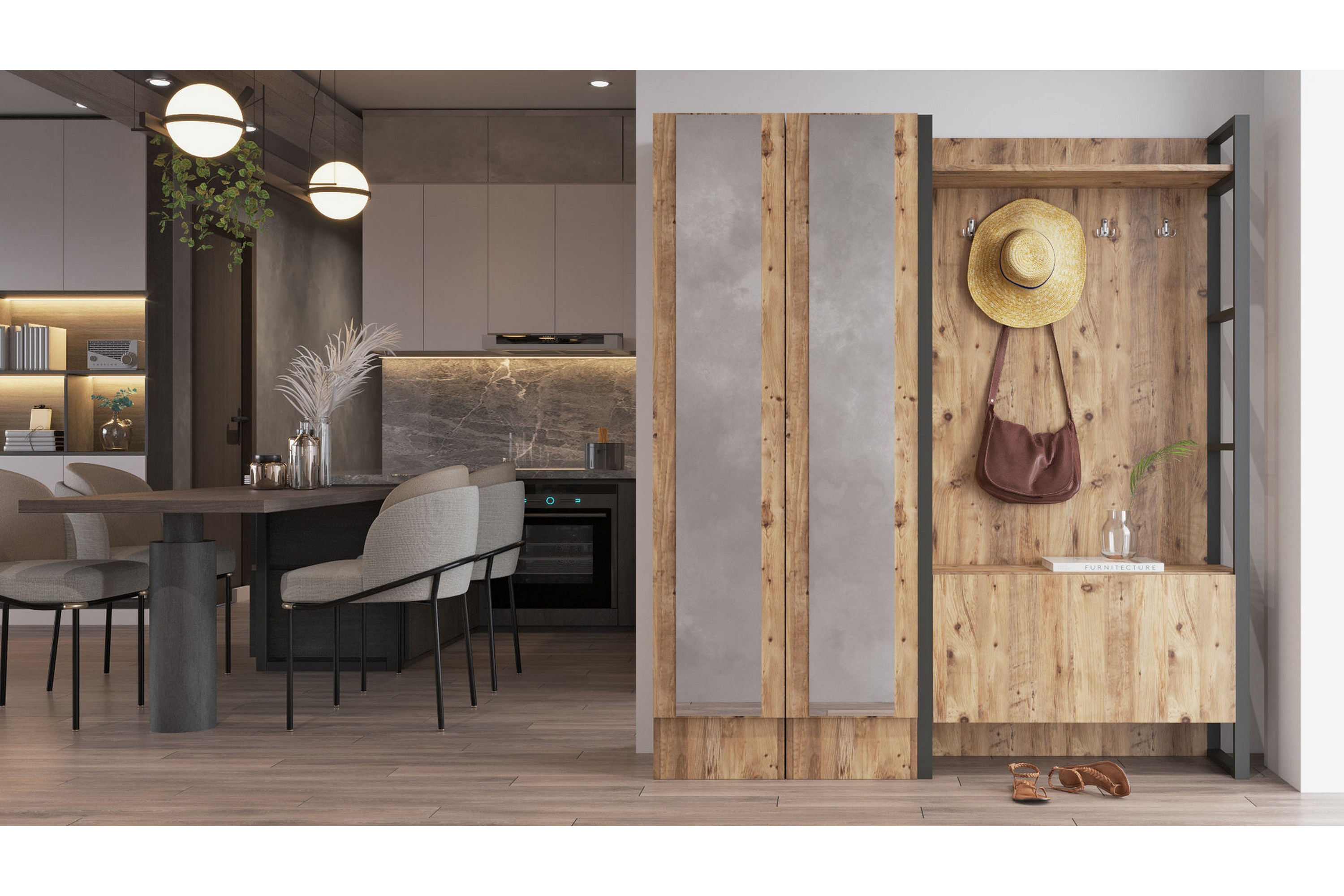 NALOR Hallmöbelset 34x90 cm Natur - Möbler - Furniturebox