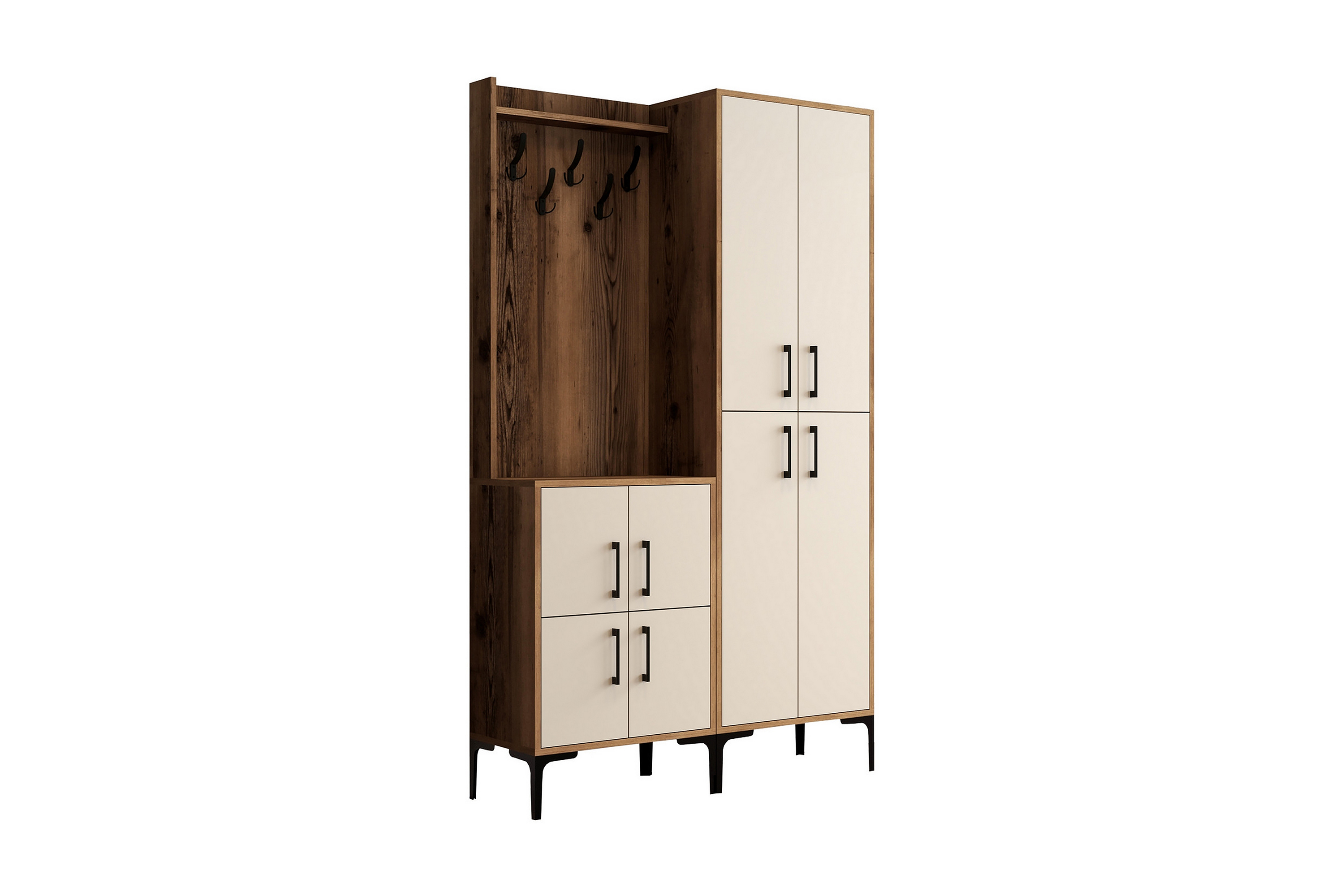 NAUEN Hallmöbelset 120 cm Mörkbrun/Beige - Möbler - Furniturebox