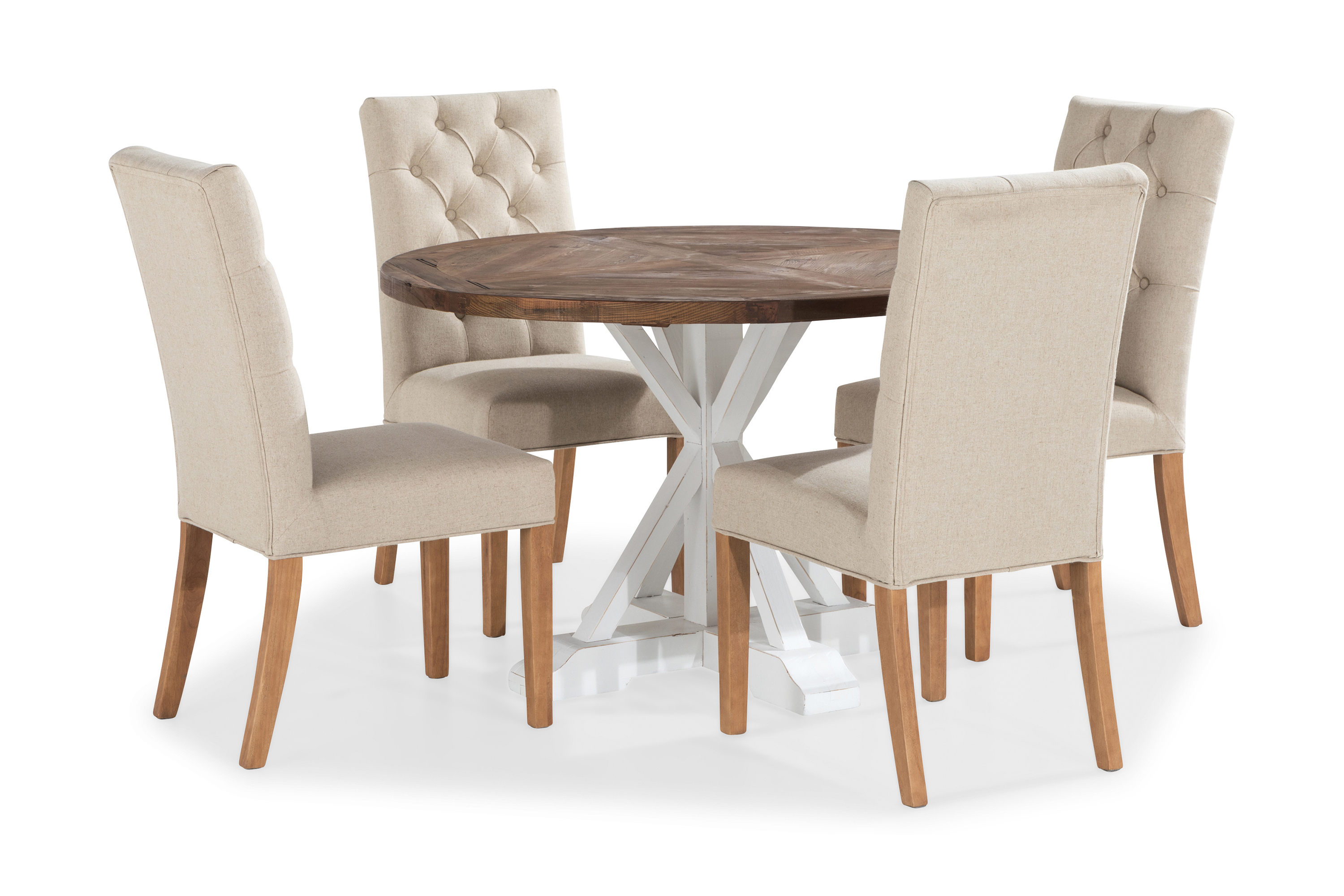 LIRE Matgrupp Rund + 4 JENCA Stol Trä/Vit/Beige - Matgrupp & matbord ...