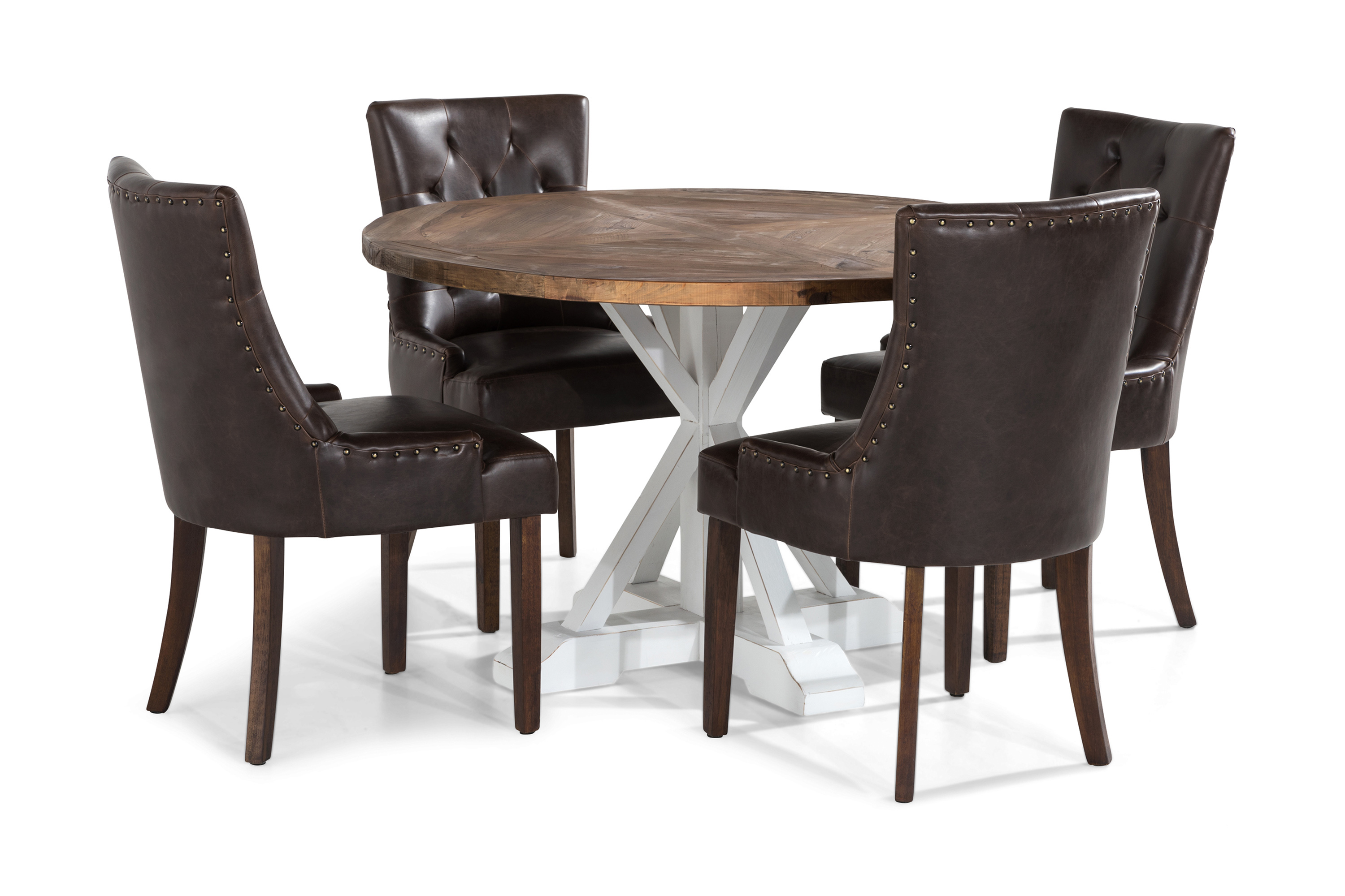 LIRE Matgrupp Rund + 4 CARMINE Stol Trä/Vit/Svart PU - Möbler ...