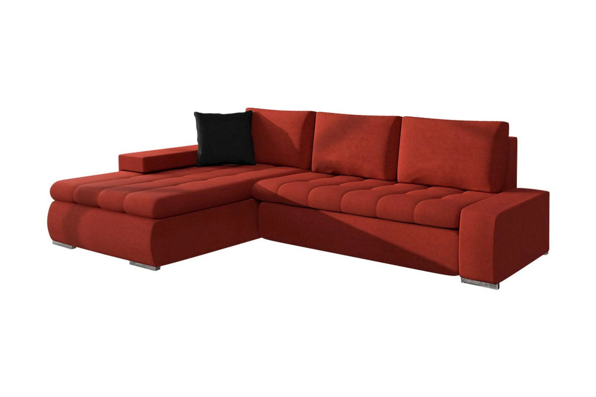 LEUAN MINI 3-sits Hörnbäddsoffa Läder/Röd - Bäddsoffor - Furniturebox