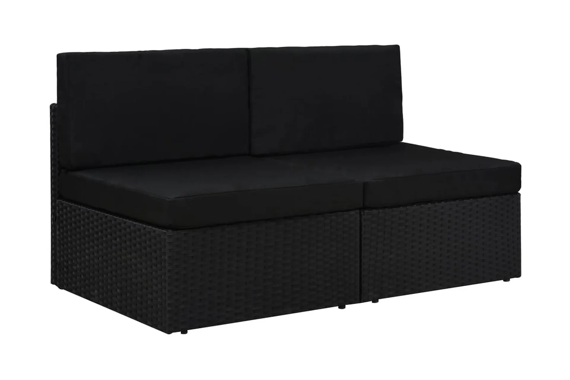 Modulsoffa Utomhus 2-sits konstrotting svart - Utemöbler - Furniturebox