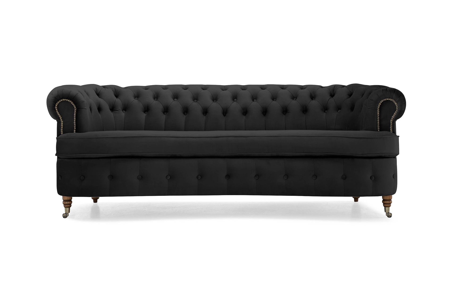 CHESTERFIELD Sammetssoffa 3-sits Svängd Svart - Möbler - Furniturebox