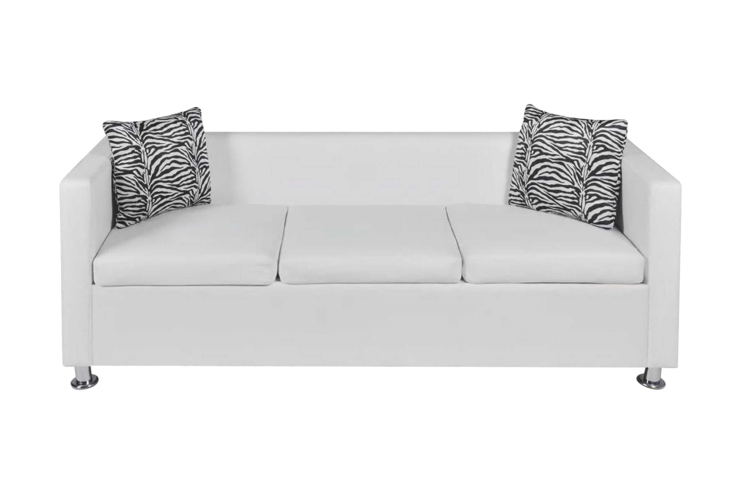 Soffa 3-sits konstläder vit - Möbler - Furniturebox