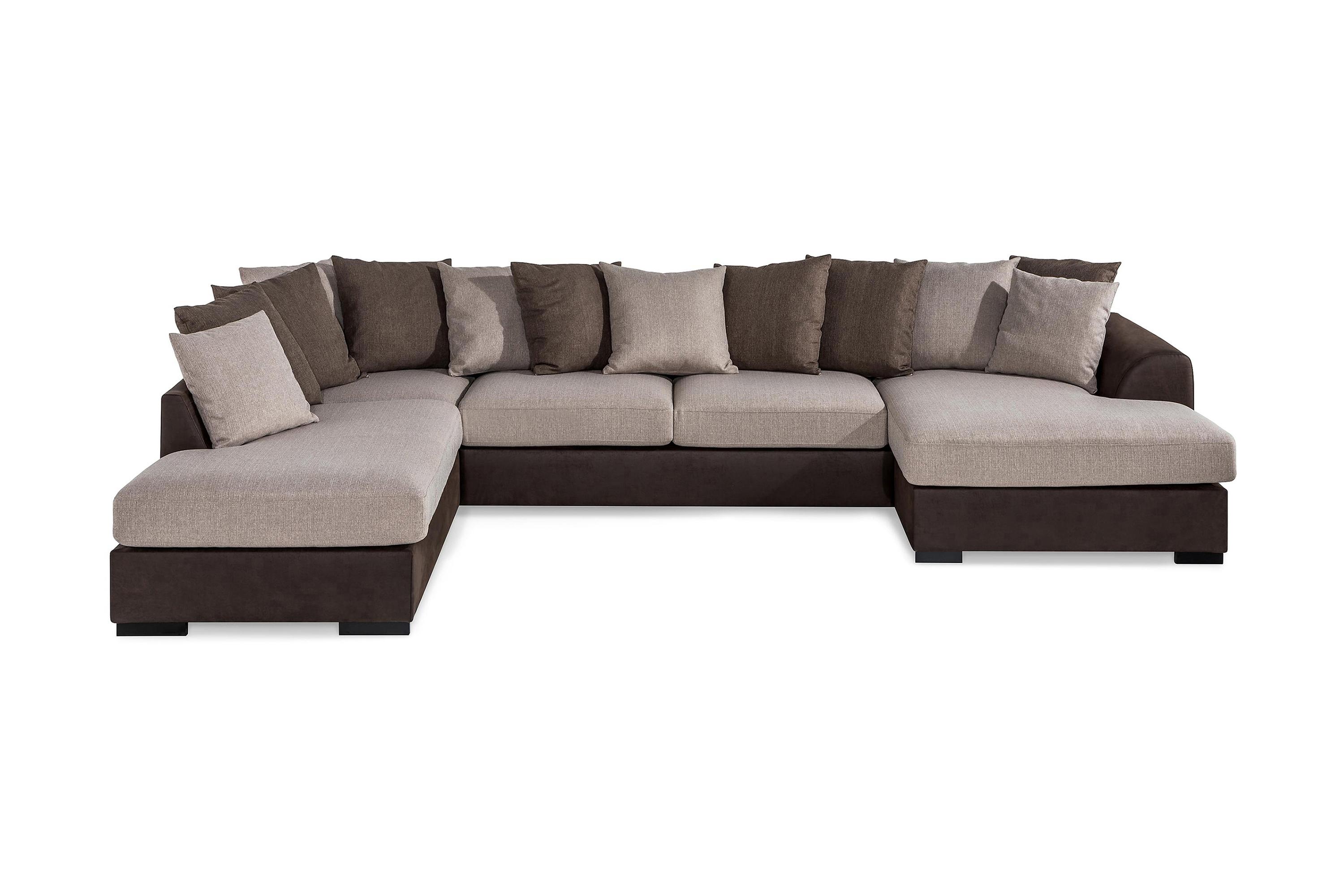 AUSTIN U-Soffa Divan Höger inkl Kuvertkuddar Brun/Beige - Möbler ...