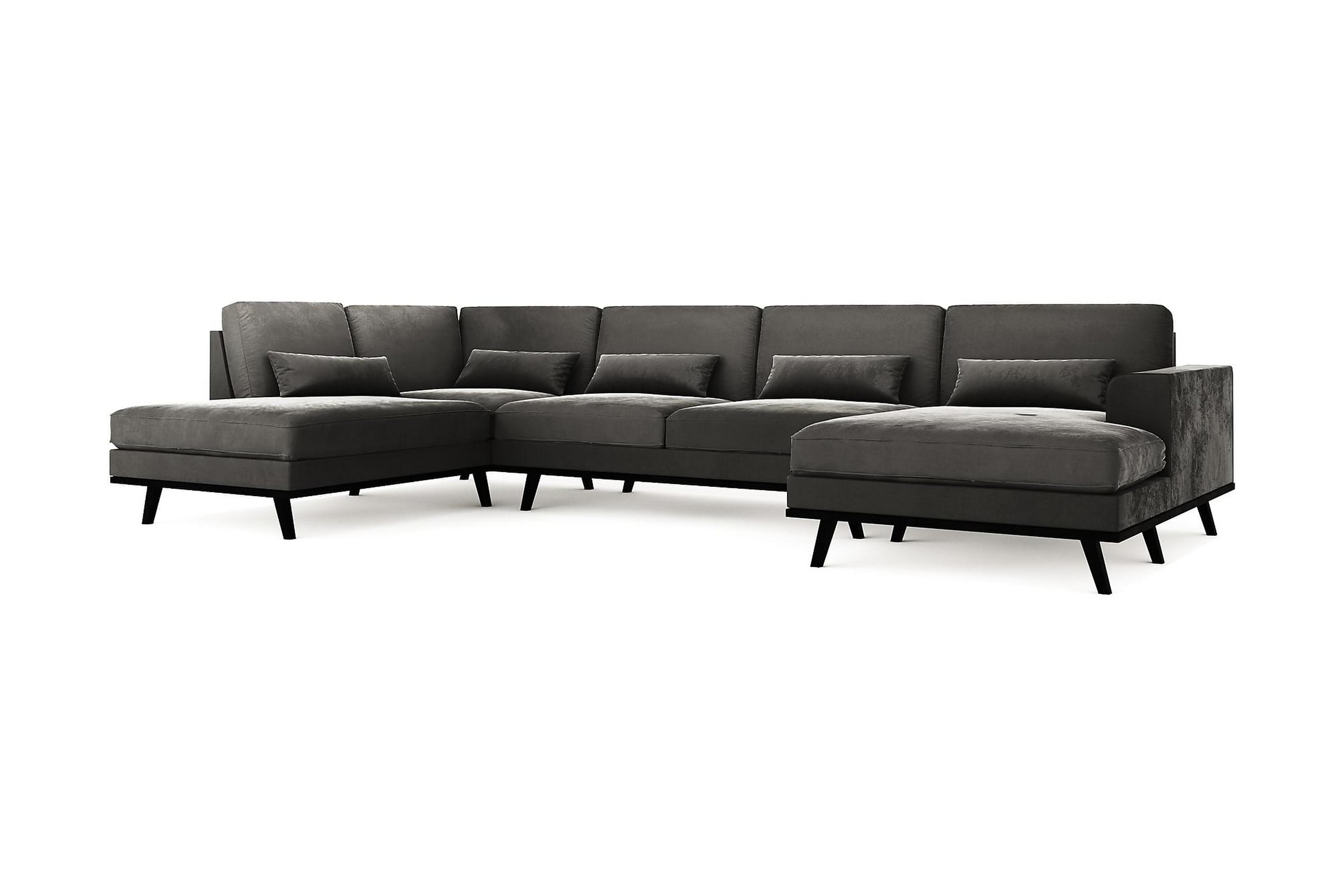 Copenhagen Stor U Soffa Sammet med Divan och Schäslong Vänster - Möbler ...