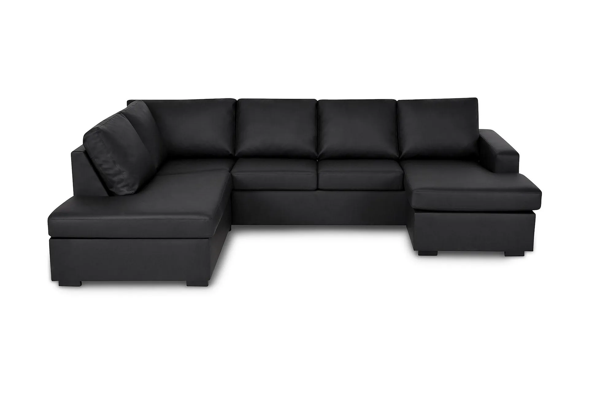 NEW YORK U-soffa Large Divan Höger Svart Konstläder - Möbler - Furniturebox