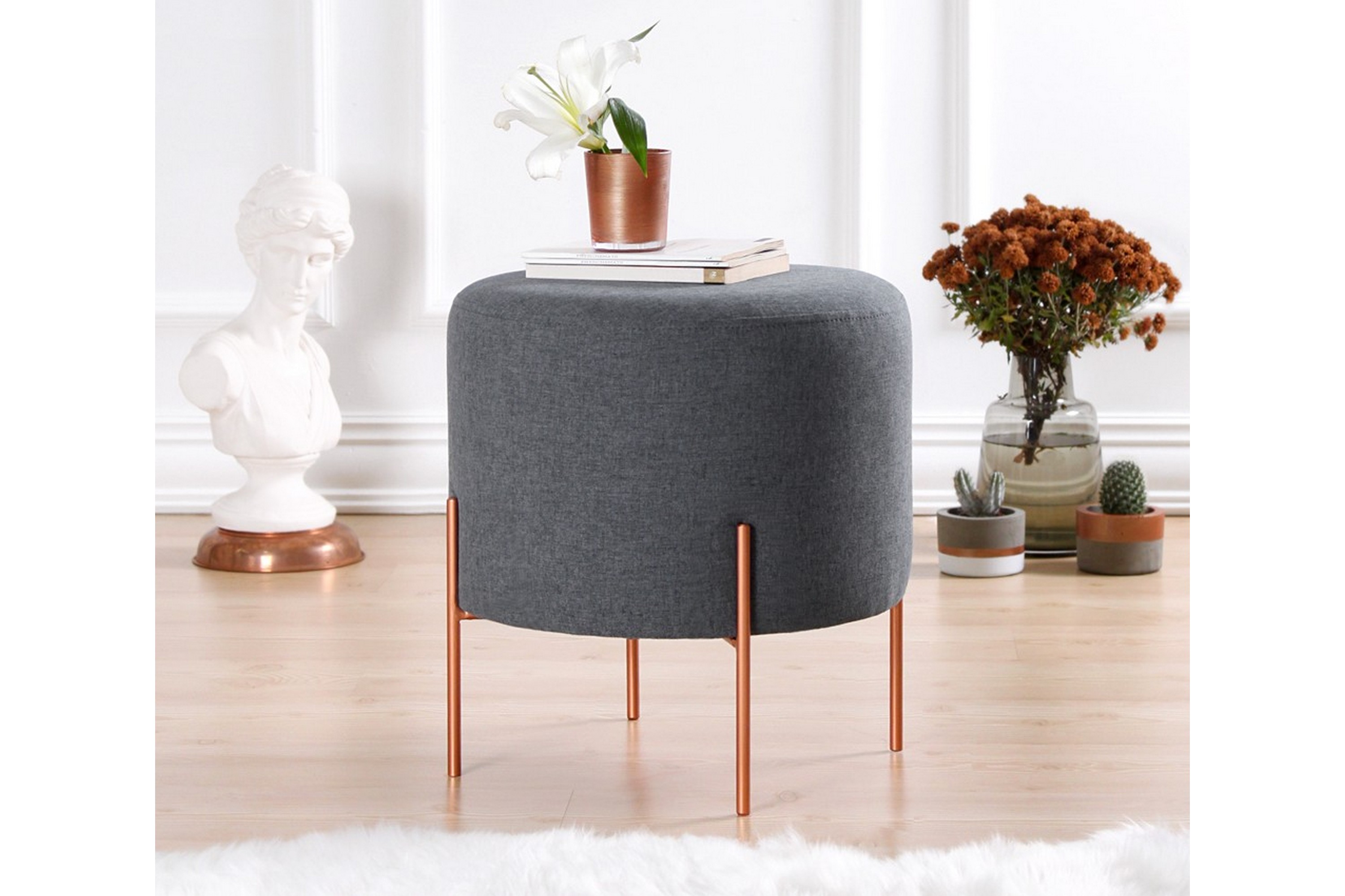 Borden Sittpuff 40 cm Mörkgrå - Sittpuff - Furniturebox