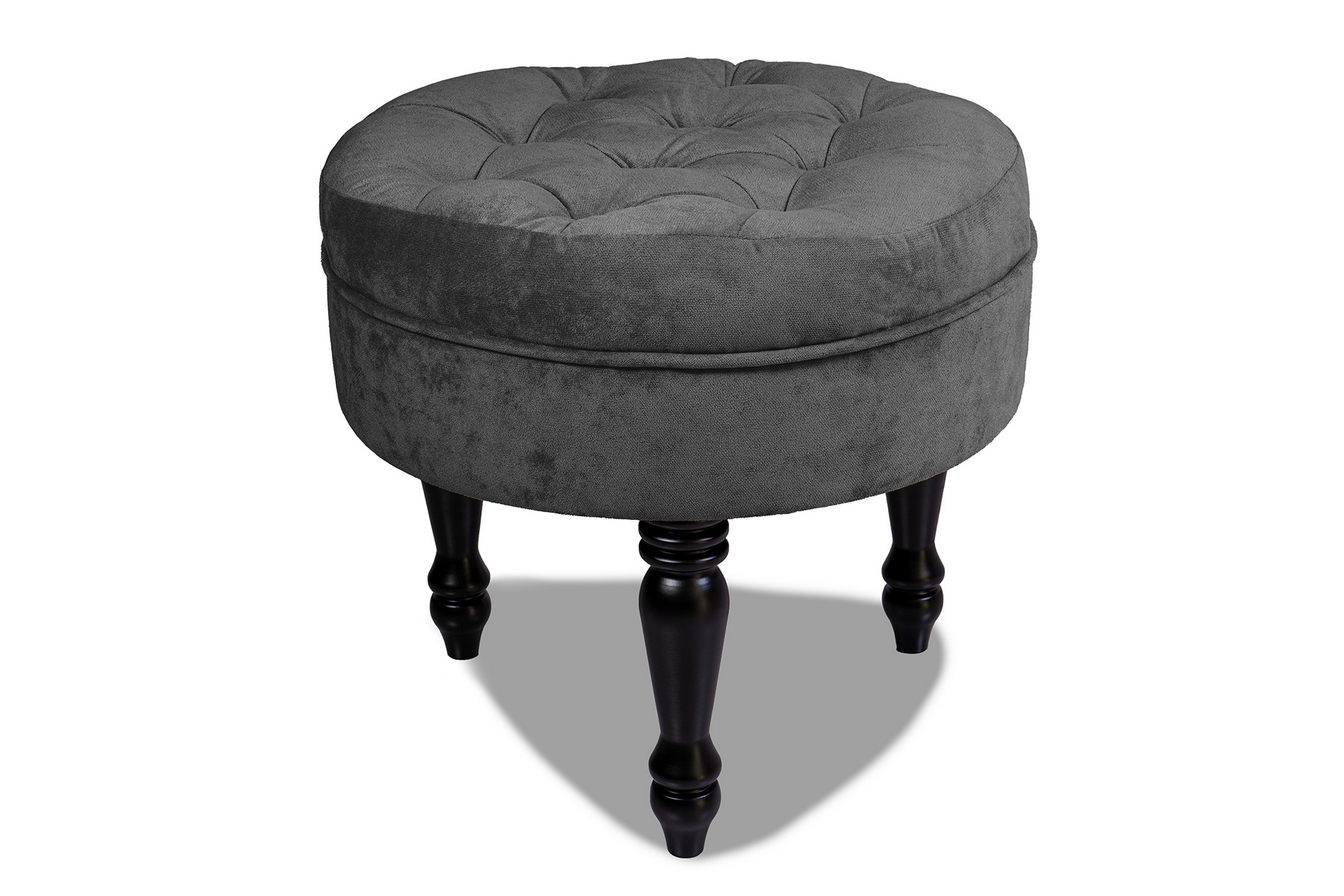 Chesterfield Ludo Fotpall 50 cm Rund Mörkgrå - Möbler - Furniturebox