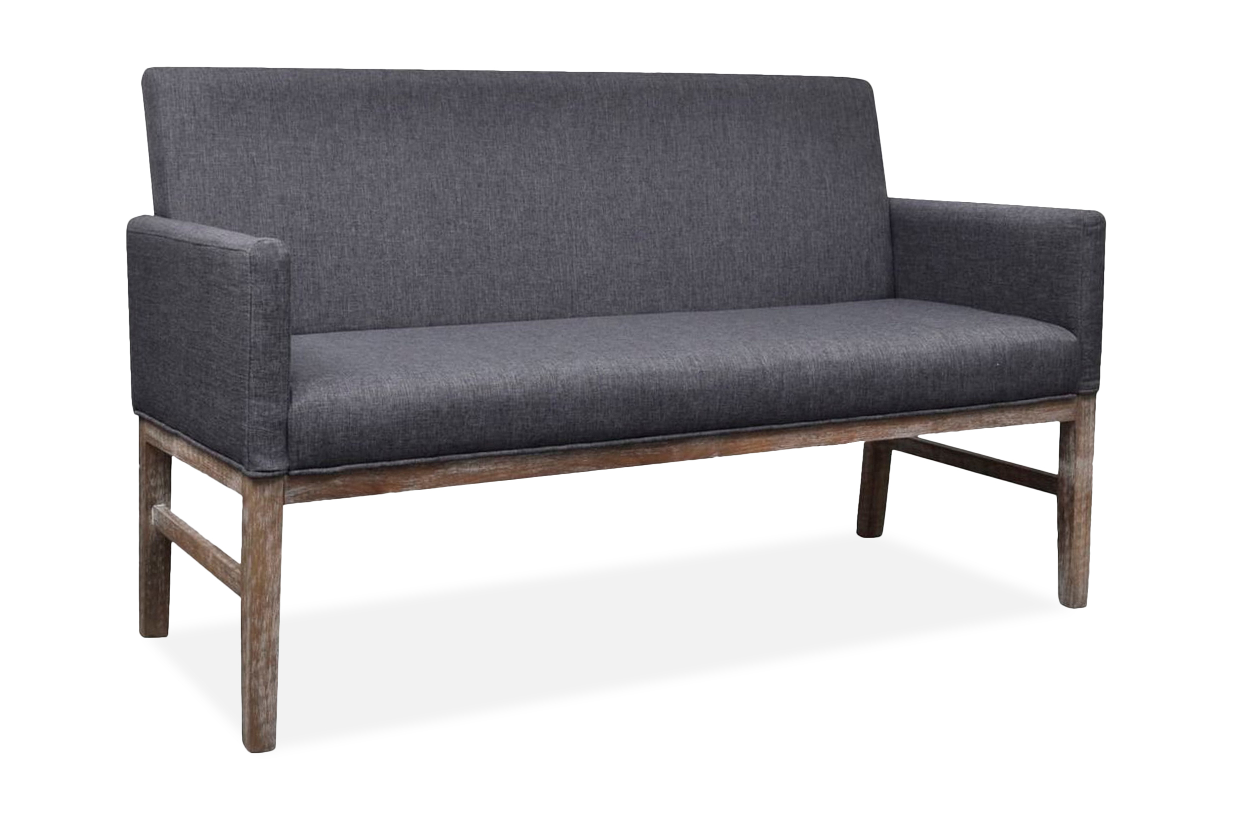 Bänk med dyna tyg gummiträ mörkgrå - Möbler - Furniturebox