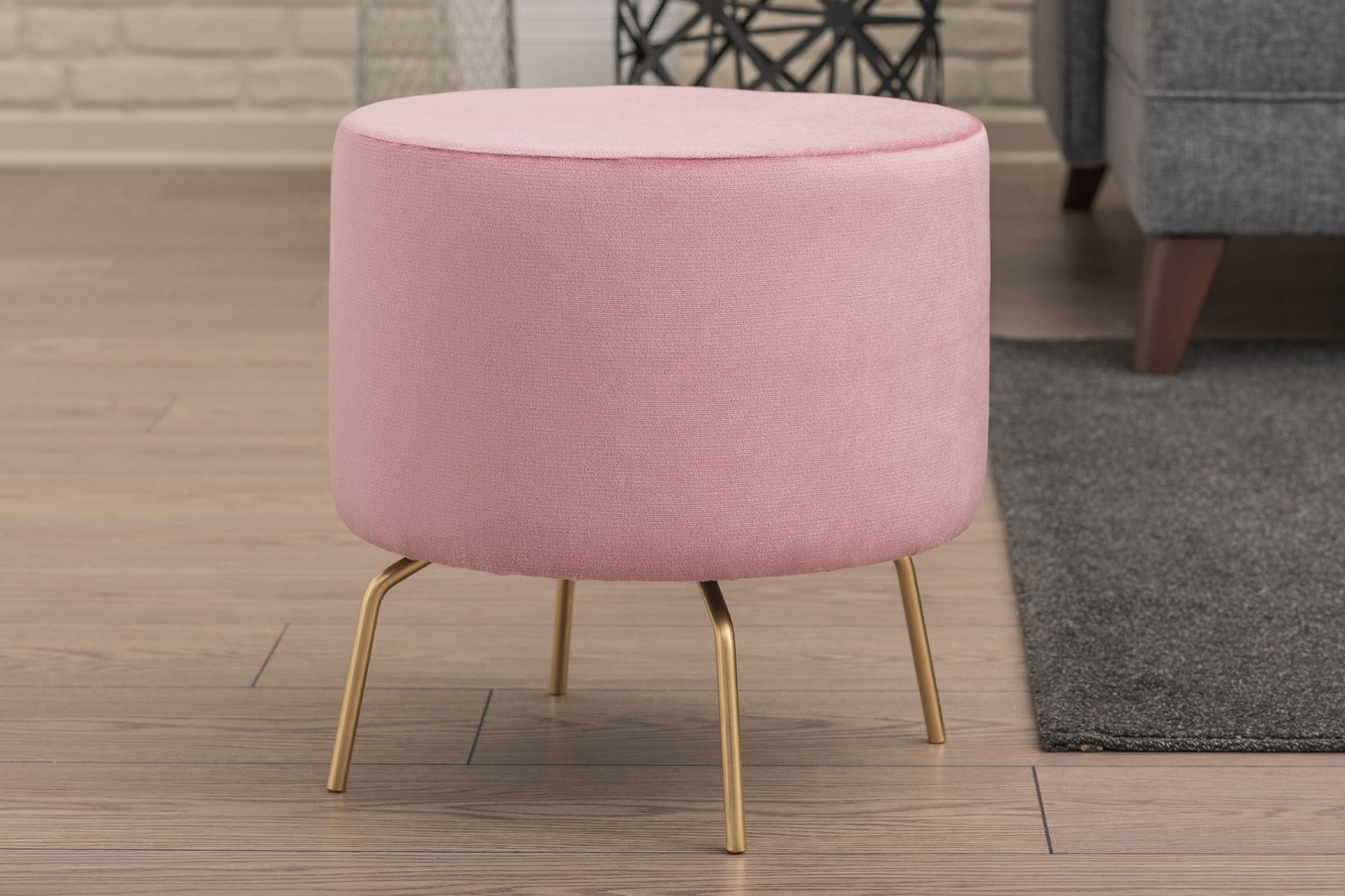 ROOMBURG Sittpuff Rund Rosa/Metall - Möbler - Furniturebox
