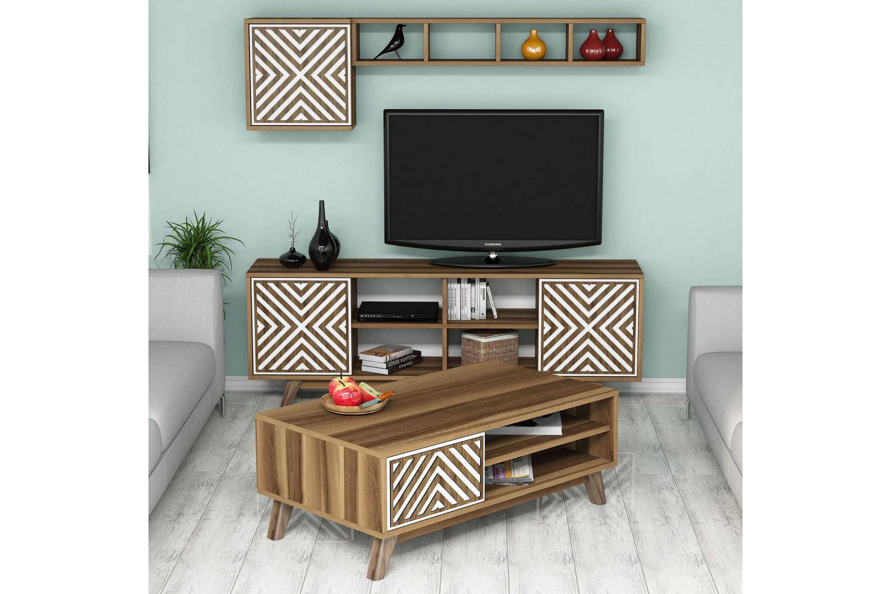 VARRED TV-Möbelset 160 cm Brun/Vit - Möbler - Furniturebox