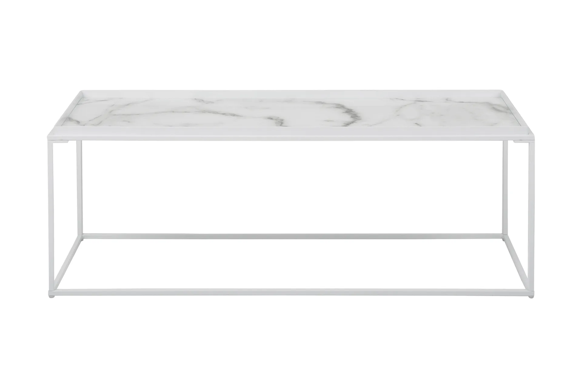 SOURIN Soffbord 122 cm Marmormönster Glas/Vit/Svart - Möbler - Furniturebox