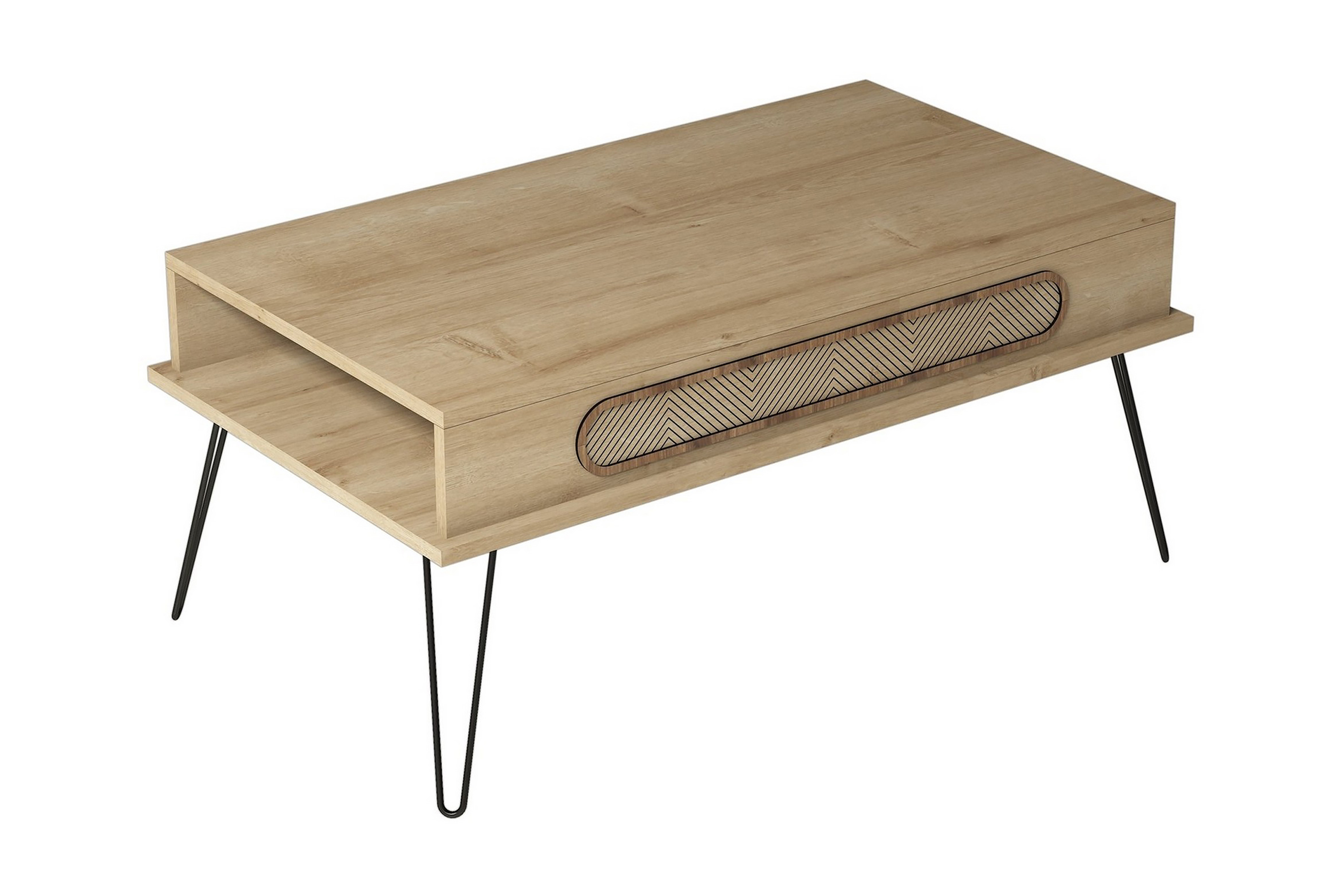 VARRED Soffbord 105 cm m Förvaring Hylla Triangelmönster Lju - Möbler - Furniturebox