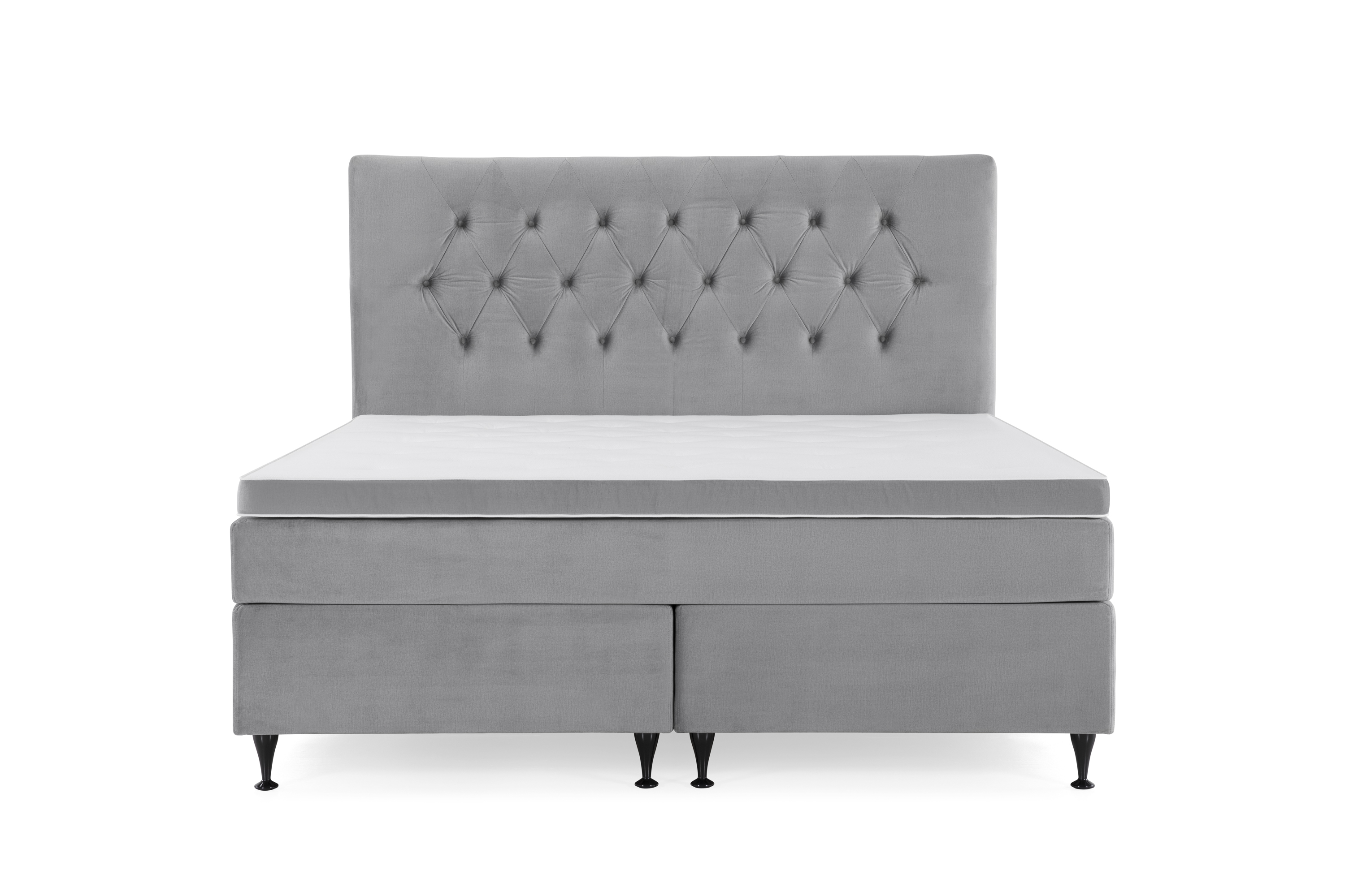 Berg & Strand Royal Velvet Komplett Sängpaket 160x200 cm Ljusgrå med Låga Svarta Ben - Möbler ...