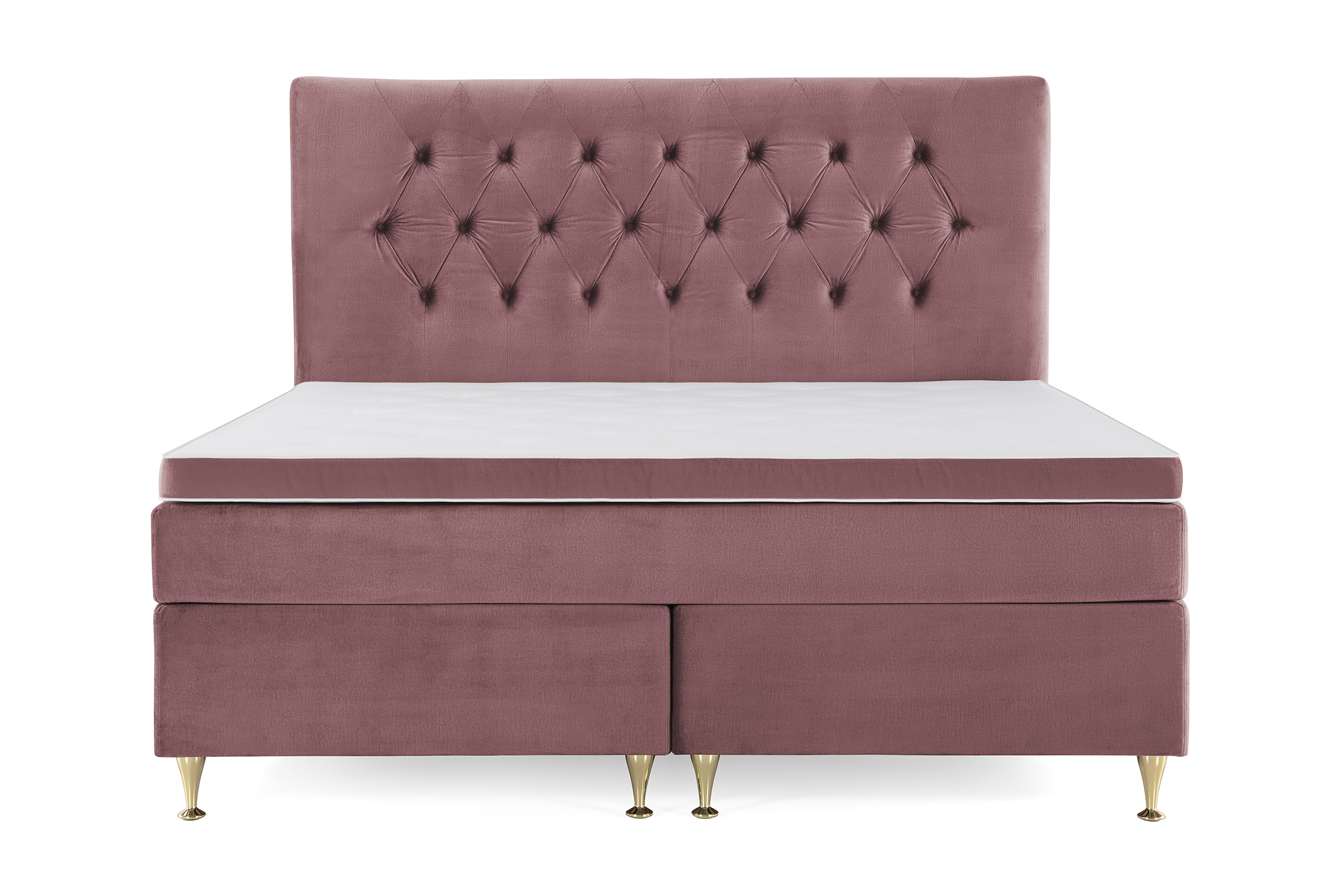 Berg & Strand Royal Velvet Komplett Sängpaket 160x200 cm Rosa med Låga Guldben - Möbler - Trademax