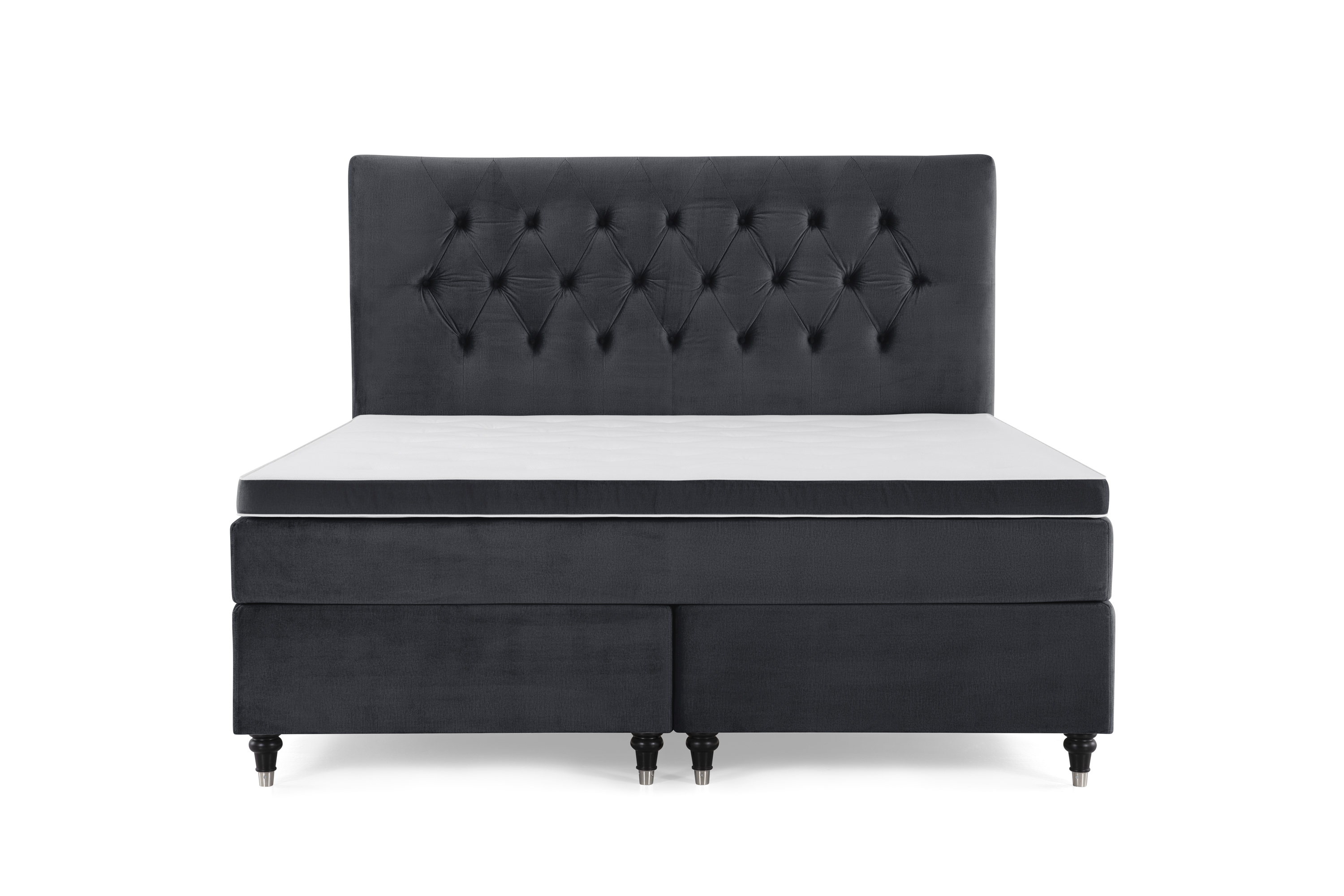 Berg & Strand Royal Velvet Komplett Sängpaket 160x200 cm Svart med Svarvade Ben - Möbler - Trademax