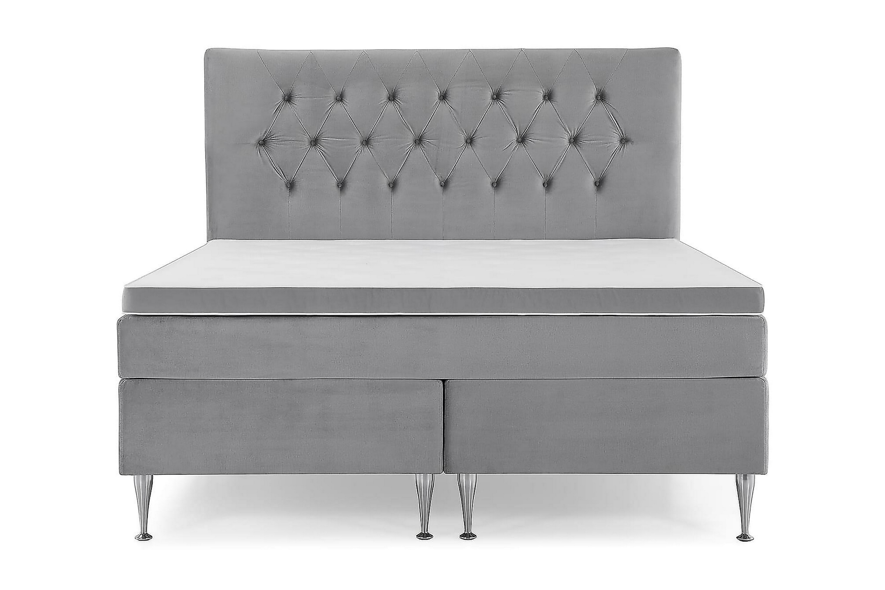 Berg & Strand Royal Velvet Komplett Sängpaket 180x200 cm Ljusgrå med Höga Silverben - Möbler ...