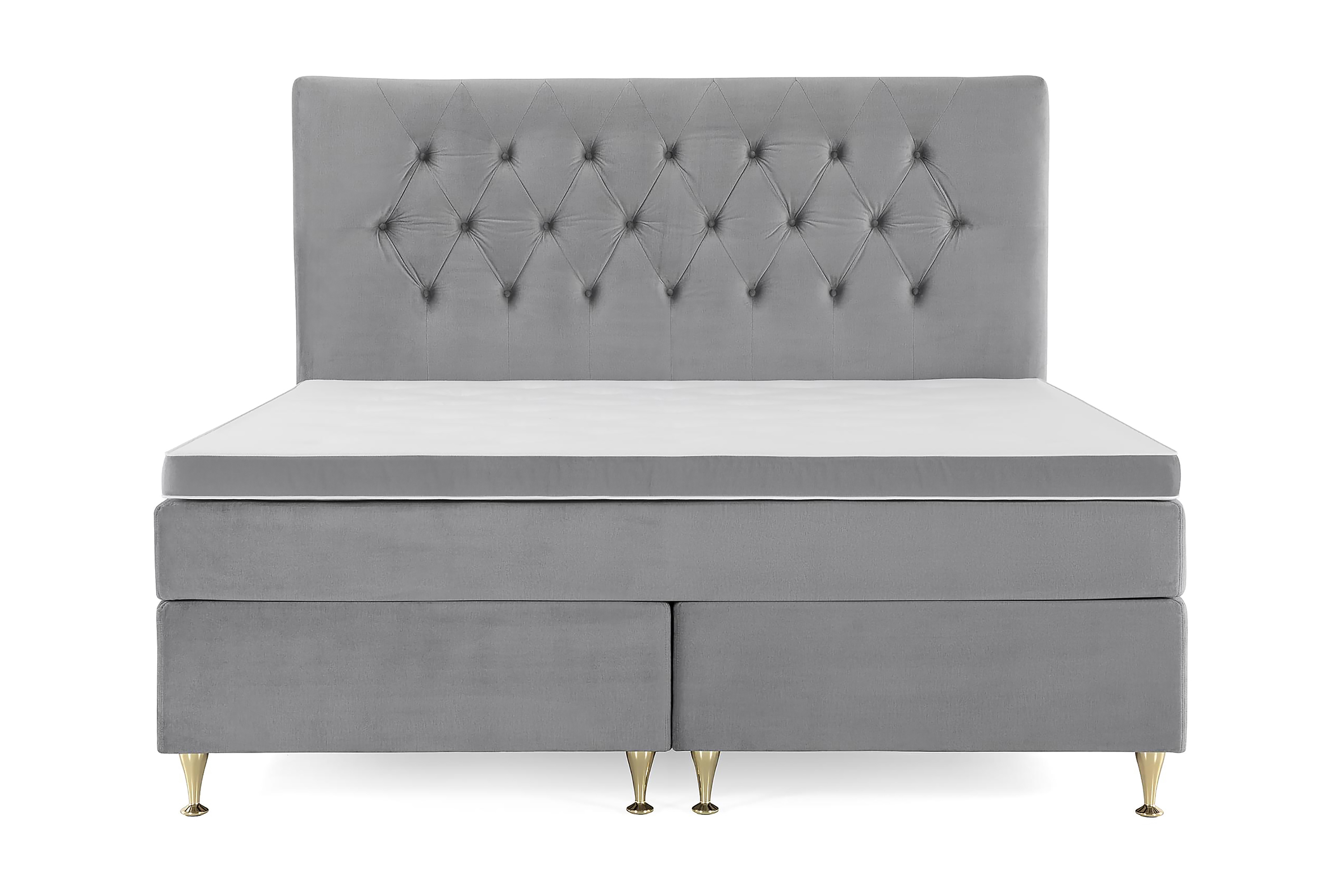 Berg & Strand Royal Velvet Komplett Sängpaket 180x200 cm Ljusgrå med Låga Guldben - Möbler ...