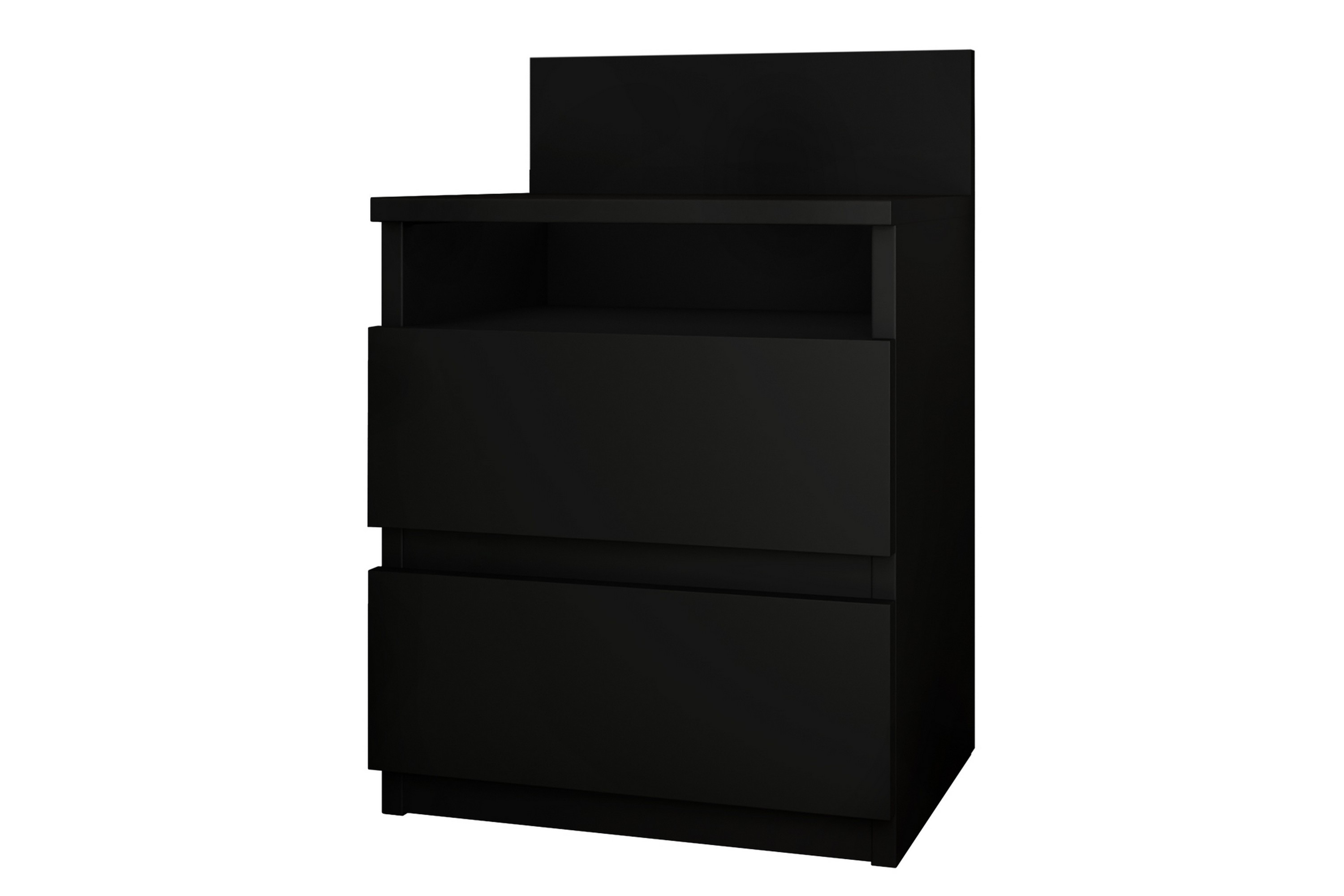 Basildon Nattbord 40 cm med Oppbevaring 2 Skuffer + Hylle Svart - Møbler - Trademax