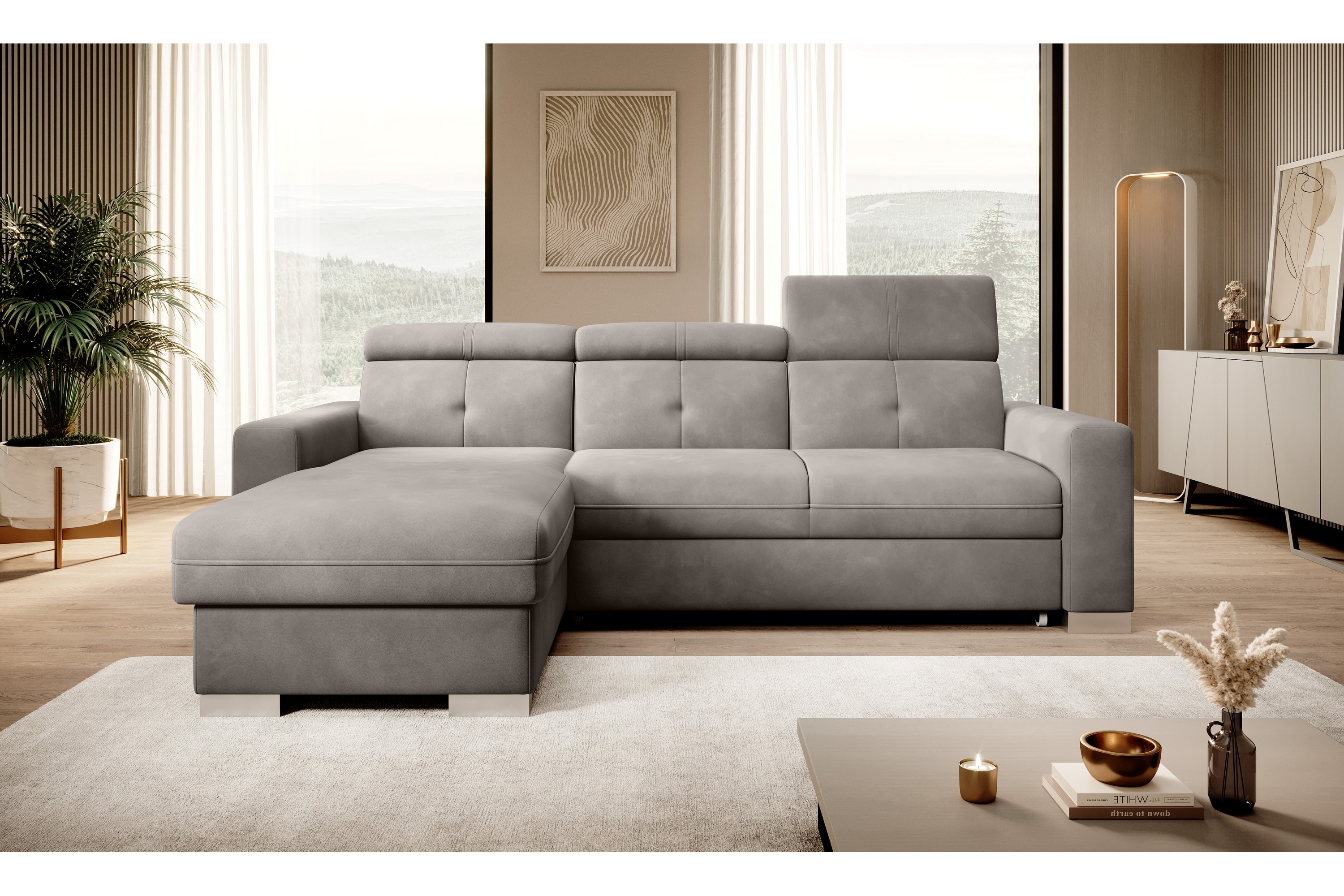 Sovesofa m. Divan Hazara med Oppbevaring 3-seter Grå - Møbler - Chilli