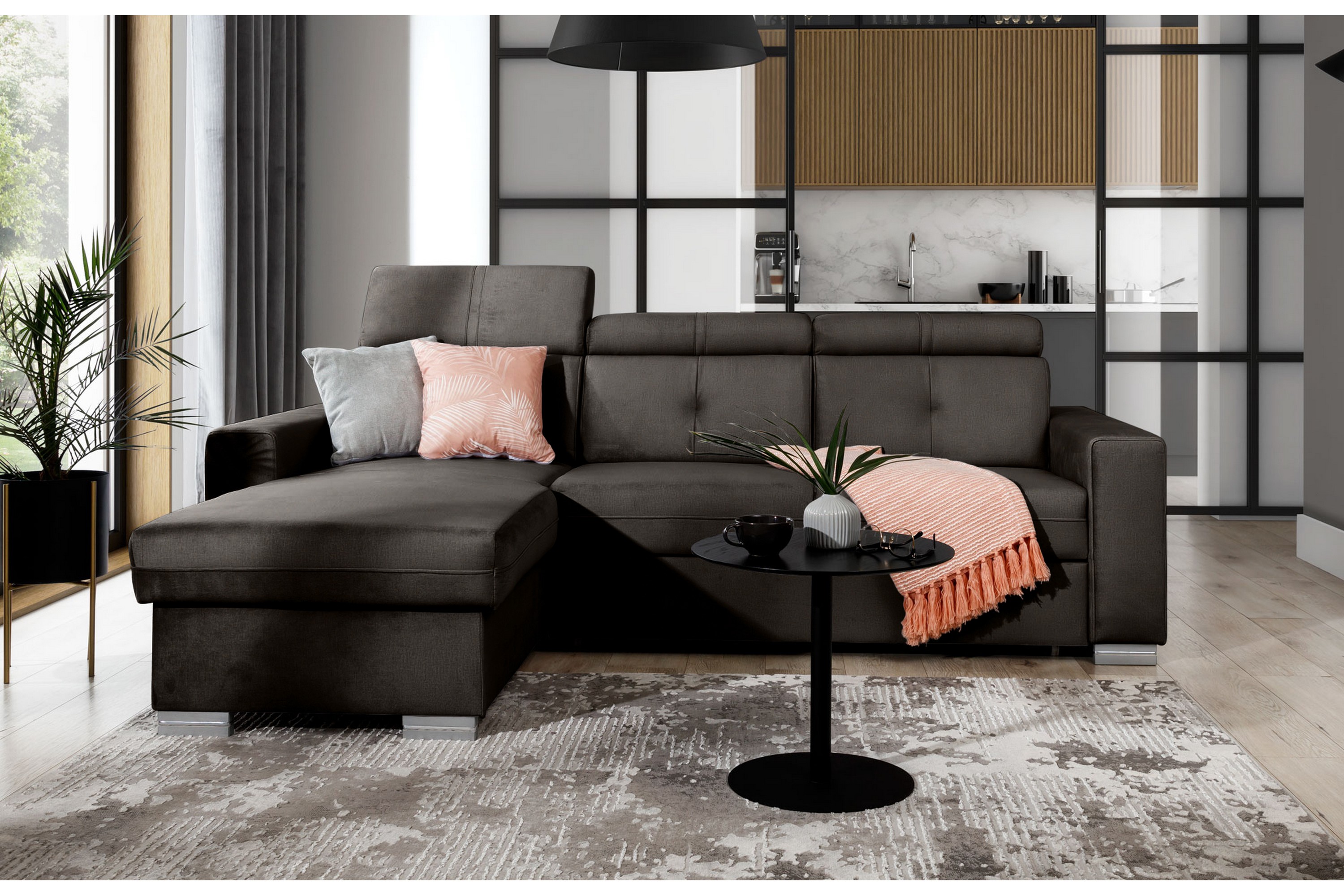 Sovesofa m. Divan Hazara med Oppbevaring 3-seter Mørkebrun - Møbler - Chilli