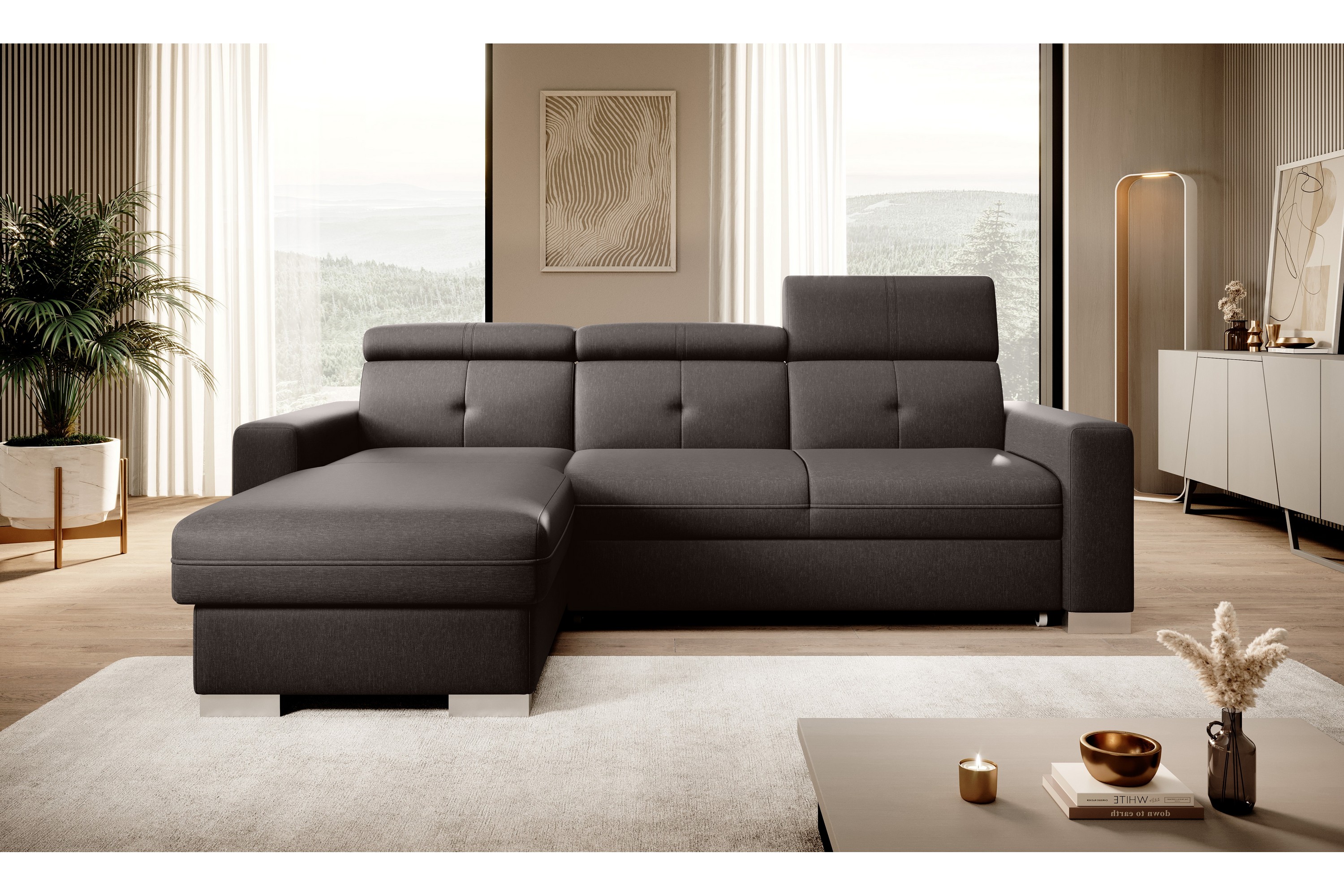 Sovesofa m. Divan Hazara med Oppbevaring 3-seter Mørkebrun - Møbler - Chilli