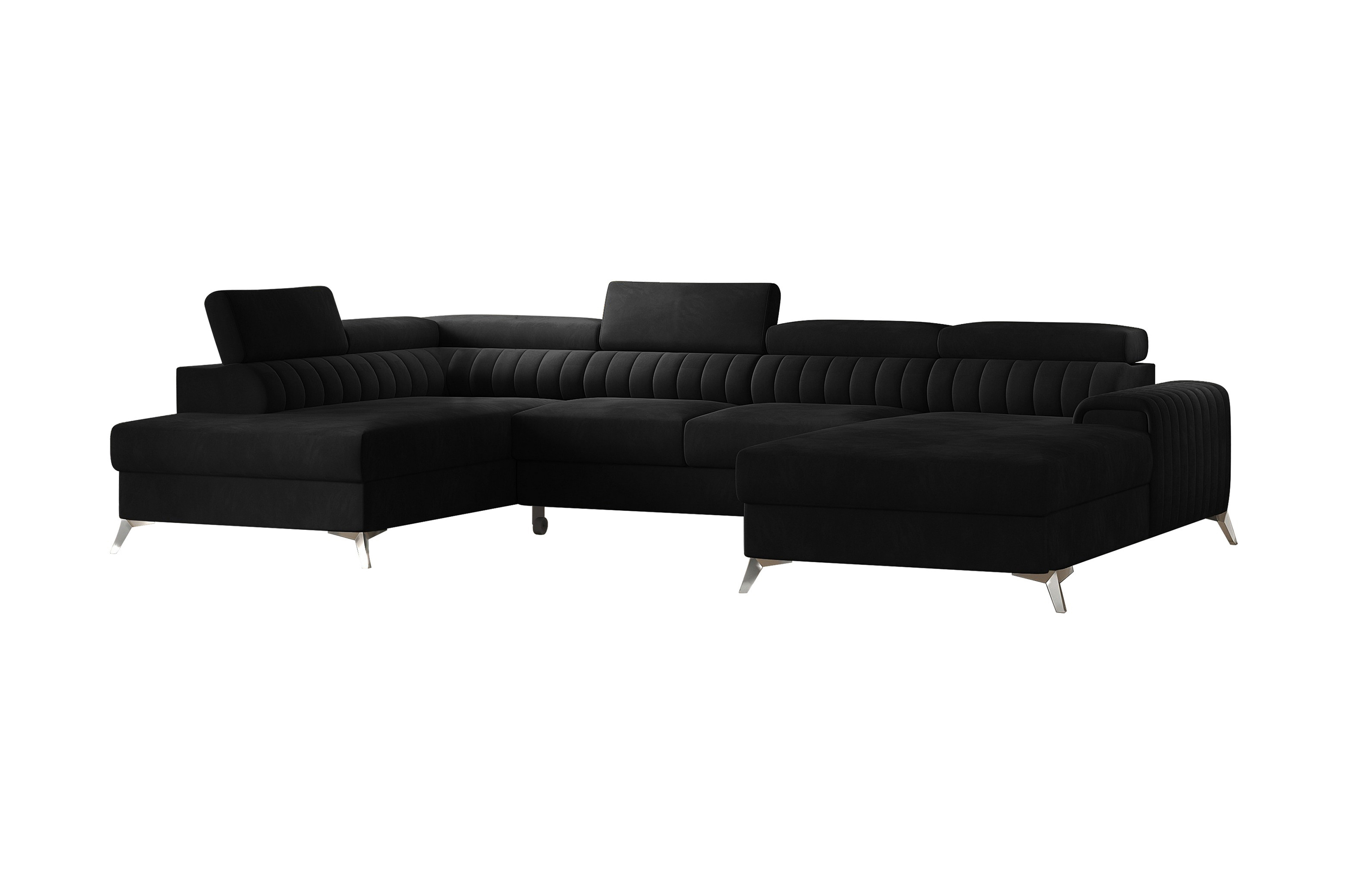 Sovesofa m. Divan og Sjeselong Kamiko med Oppbevaring Svart - Møbler - Chilli