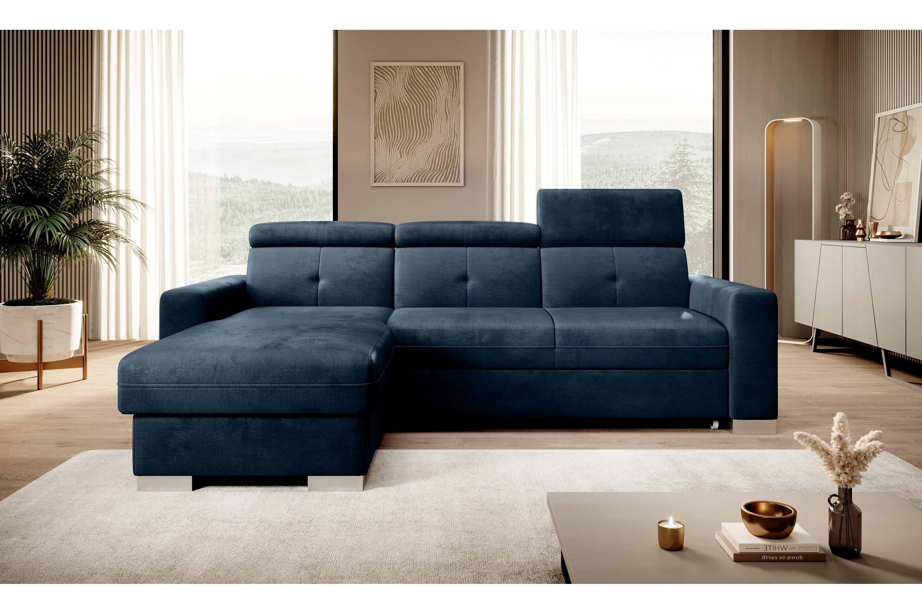 Trent Sovesofa m. Divan med Oppbevaring 3-seter Mørkeblå - Møbler - Trademax