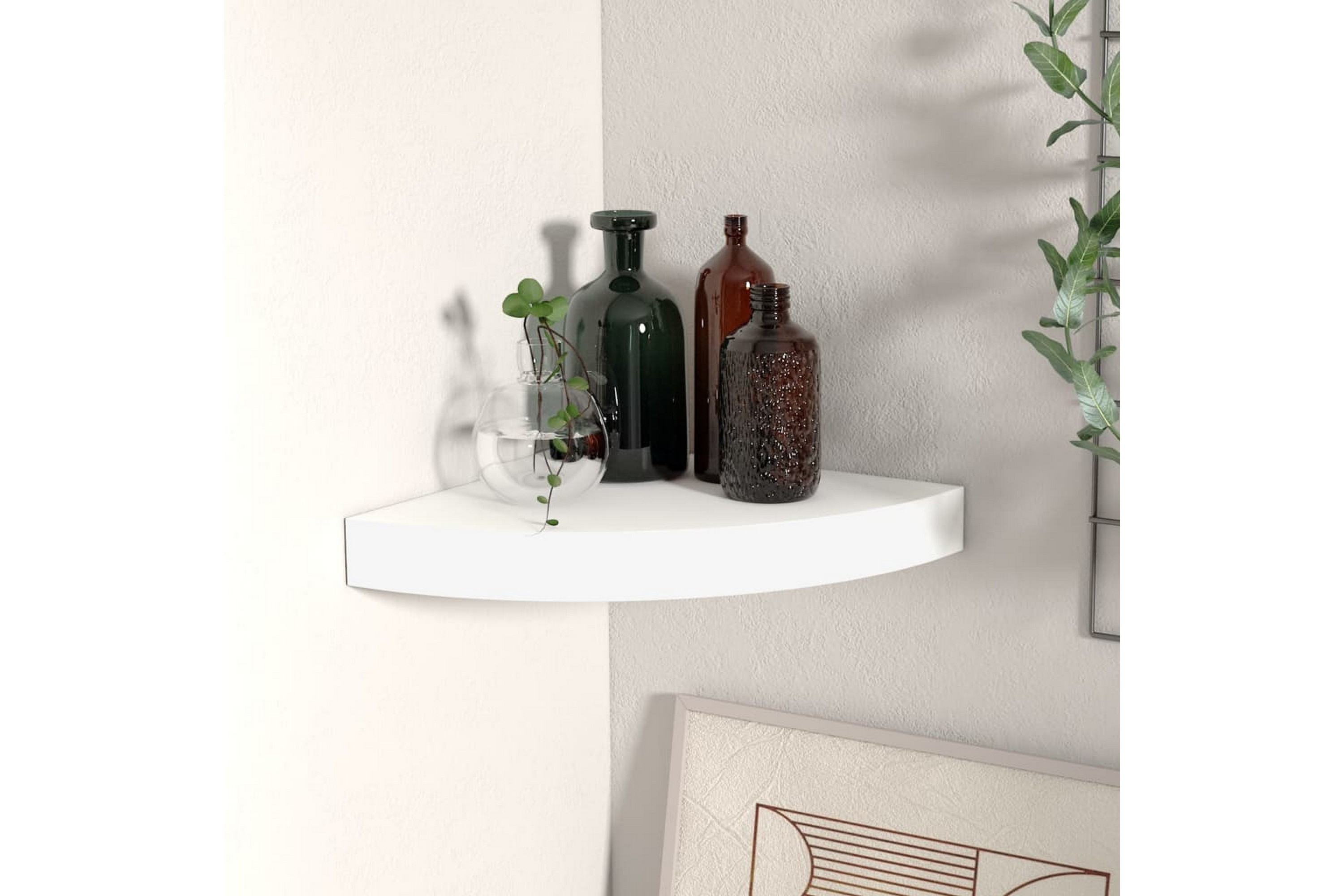svævehylde til hjørne 25x25x3,8 cm MDF hvid Hvid - Opbevaring | Trademax