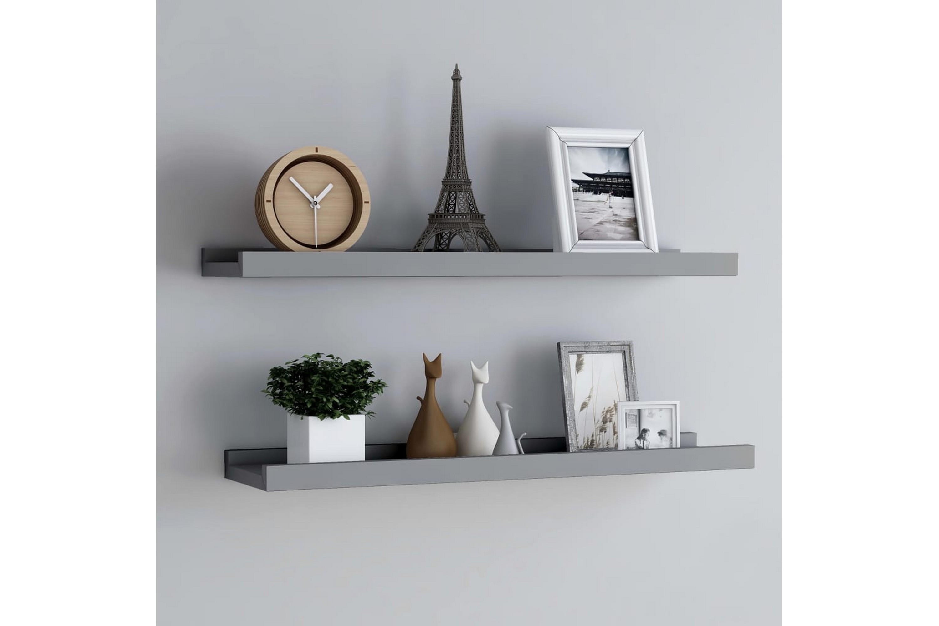 Be Basic Flytende vegghyller 2 stk grå 80x9x3 cm MDF - Oppbevaring - Chilli