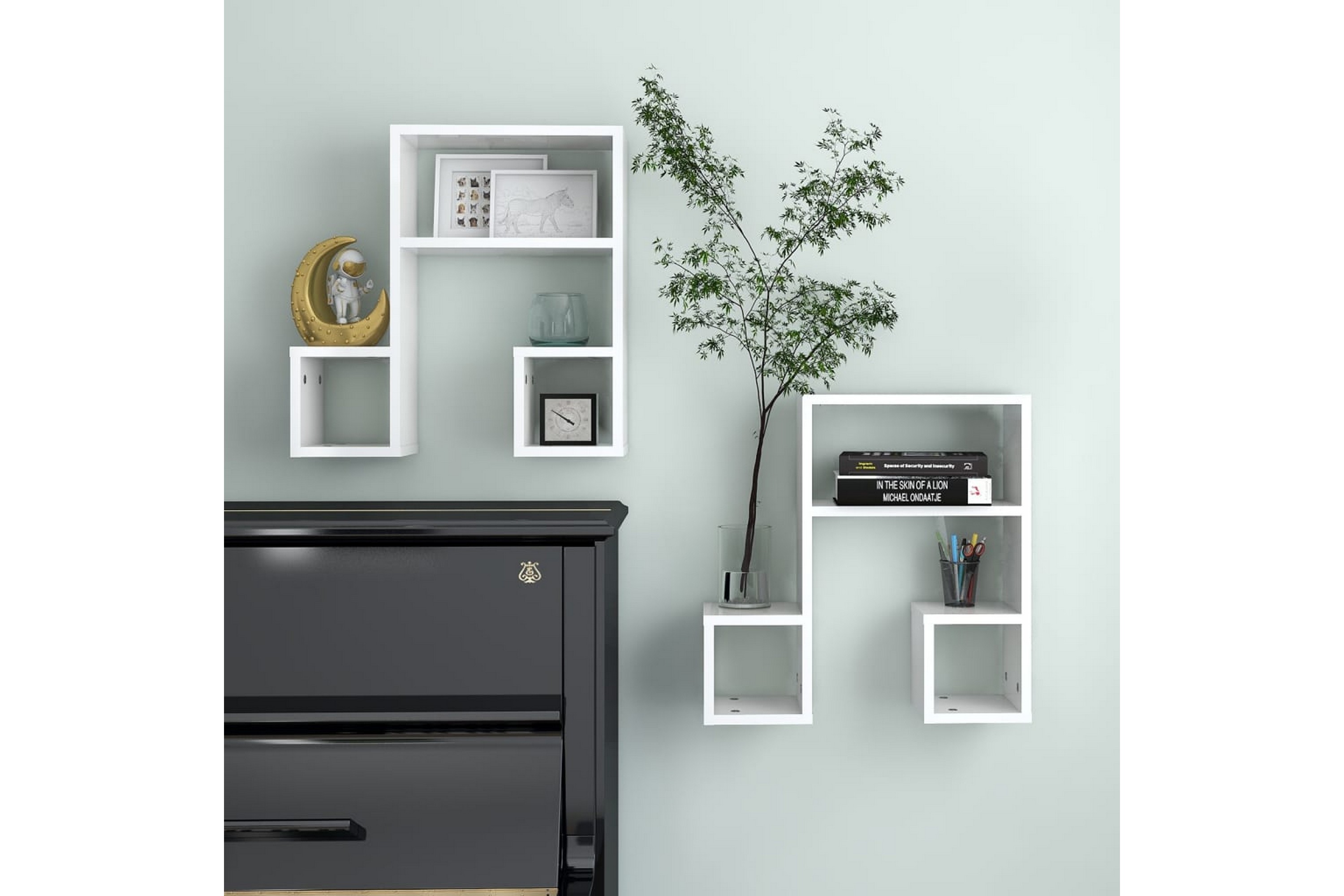 Be Basic Vegghyller 2 stk høyglans hvit 50x15x50 cm sponplate Hvit ...