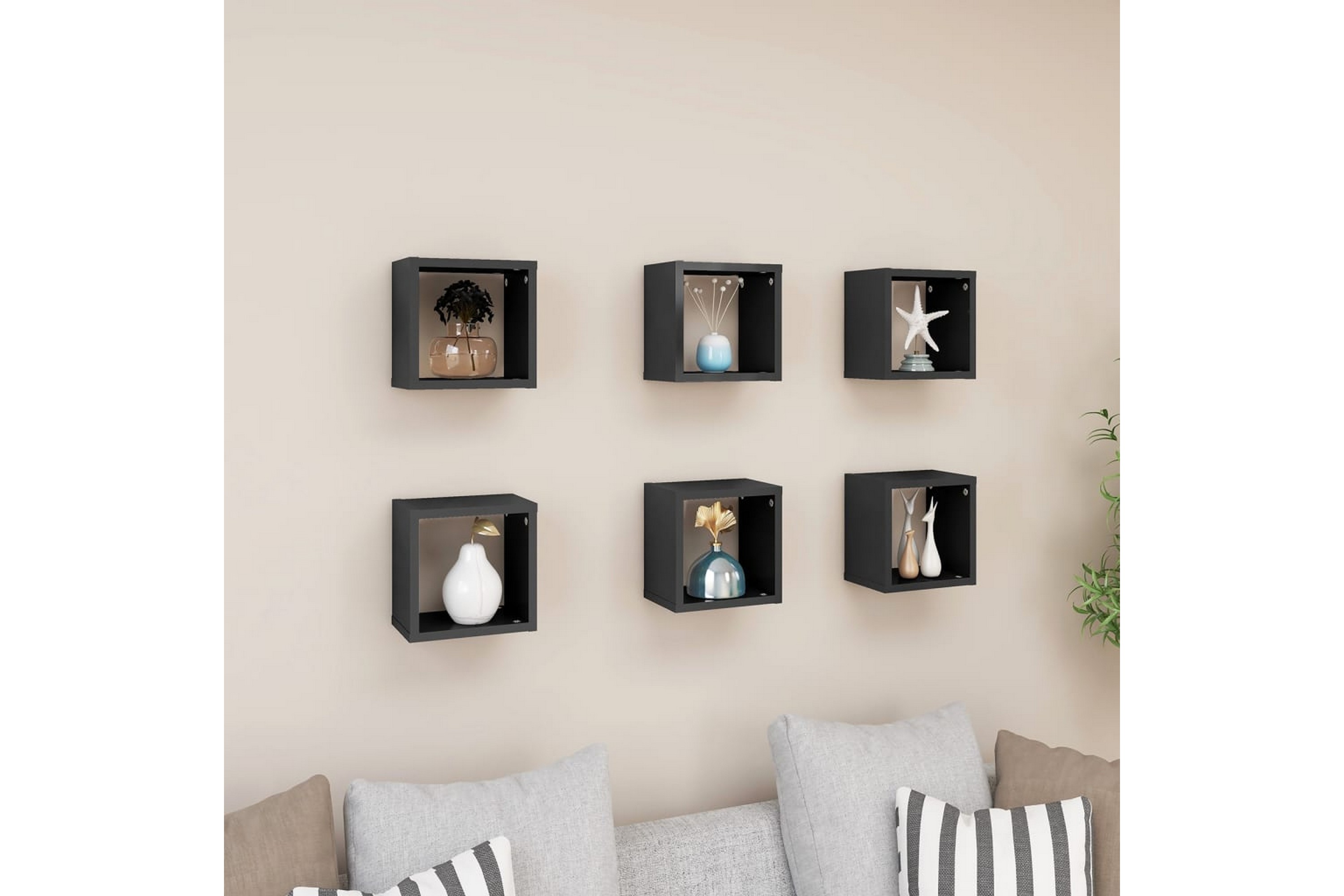 Be Basic Vegghyller kubeformet 6 stk høyglans grå 22x15x22 cm Grå ...