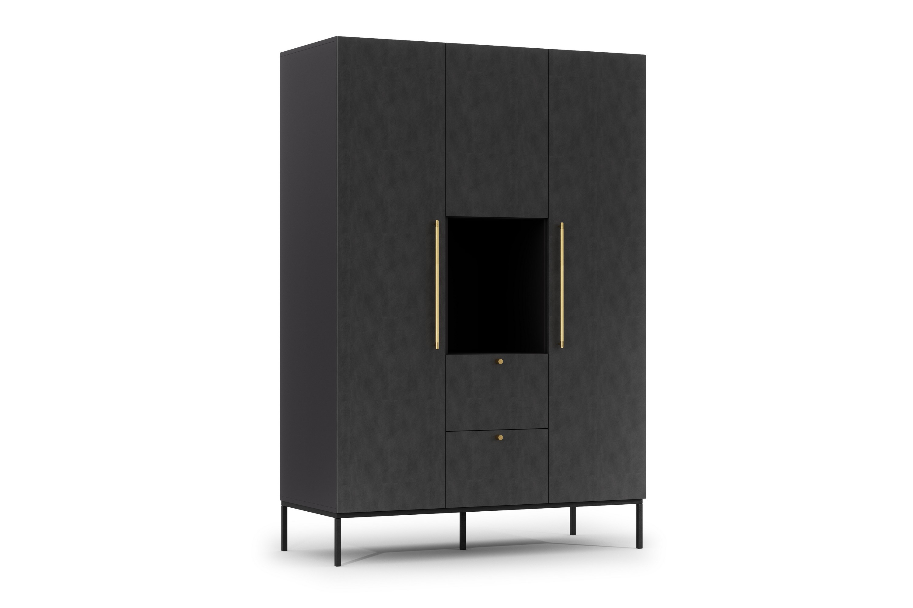 Anjal Garderobeskap 135 cm Svart - Oppbevaring - Trademax