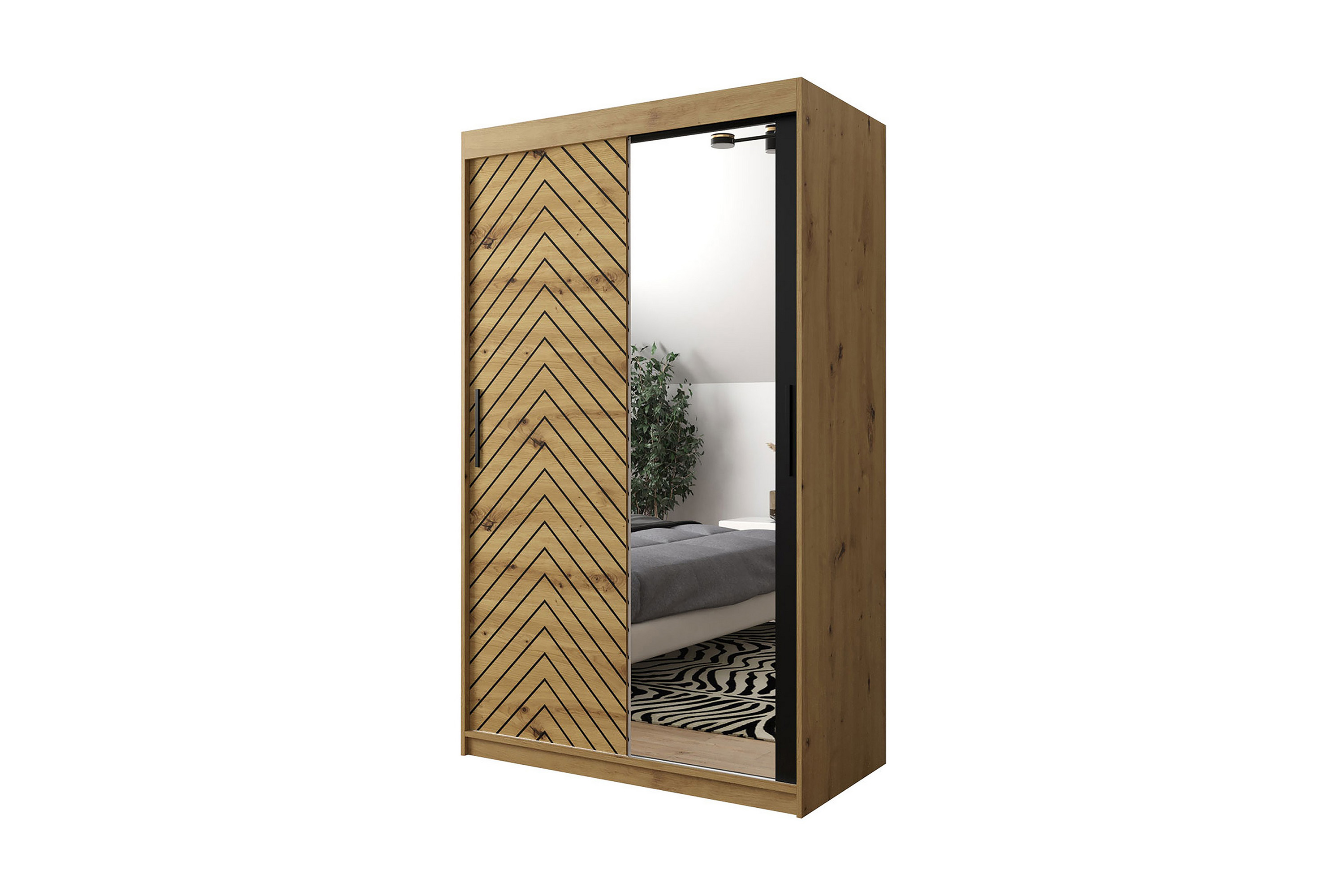 Garderobe 120 Svart|Natur - Oppbevaring - Trademax