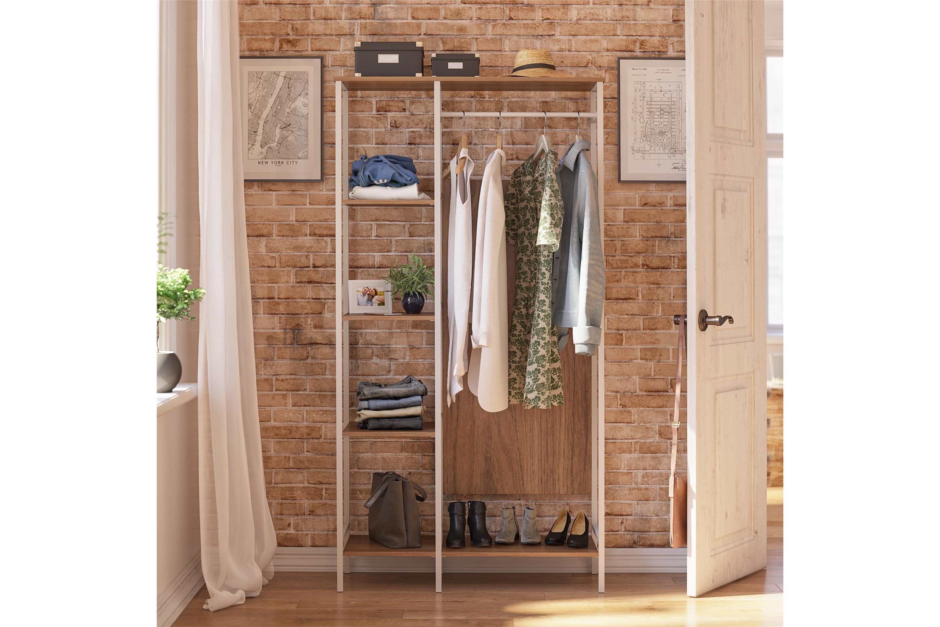 Modine Garderobeskap Hvit/Brun - Garderobeskap & klesskap | Trademax.no