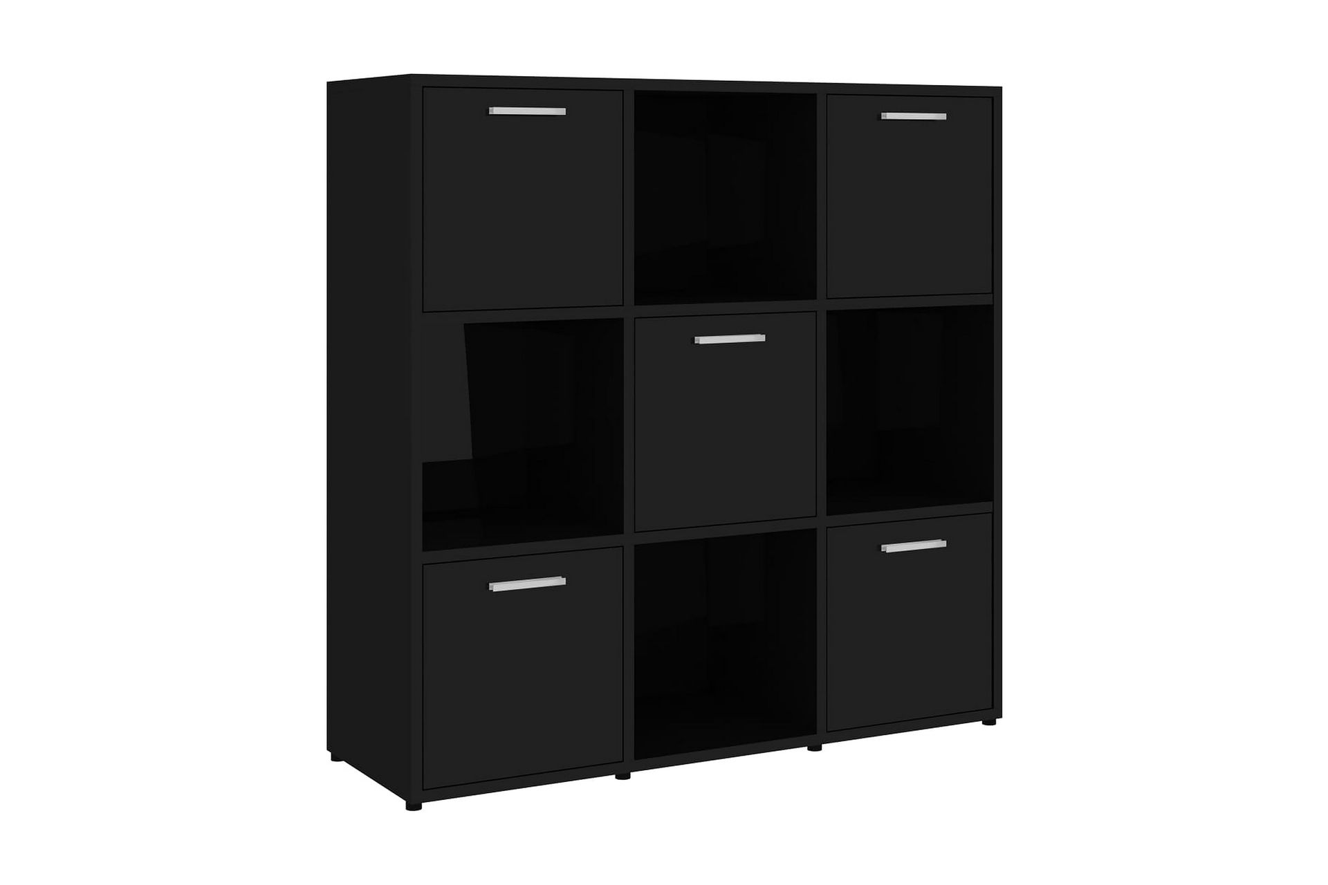 Kirjahylly korkeakiilto musta 90x30x90 cm lastulevy - Kirjahylly ...