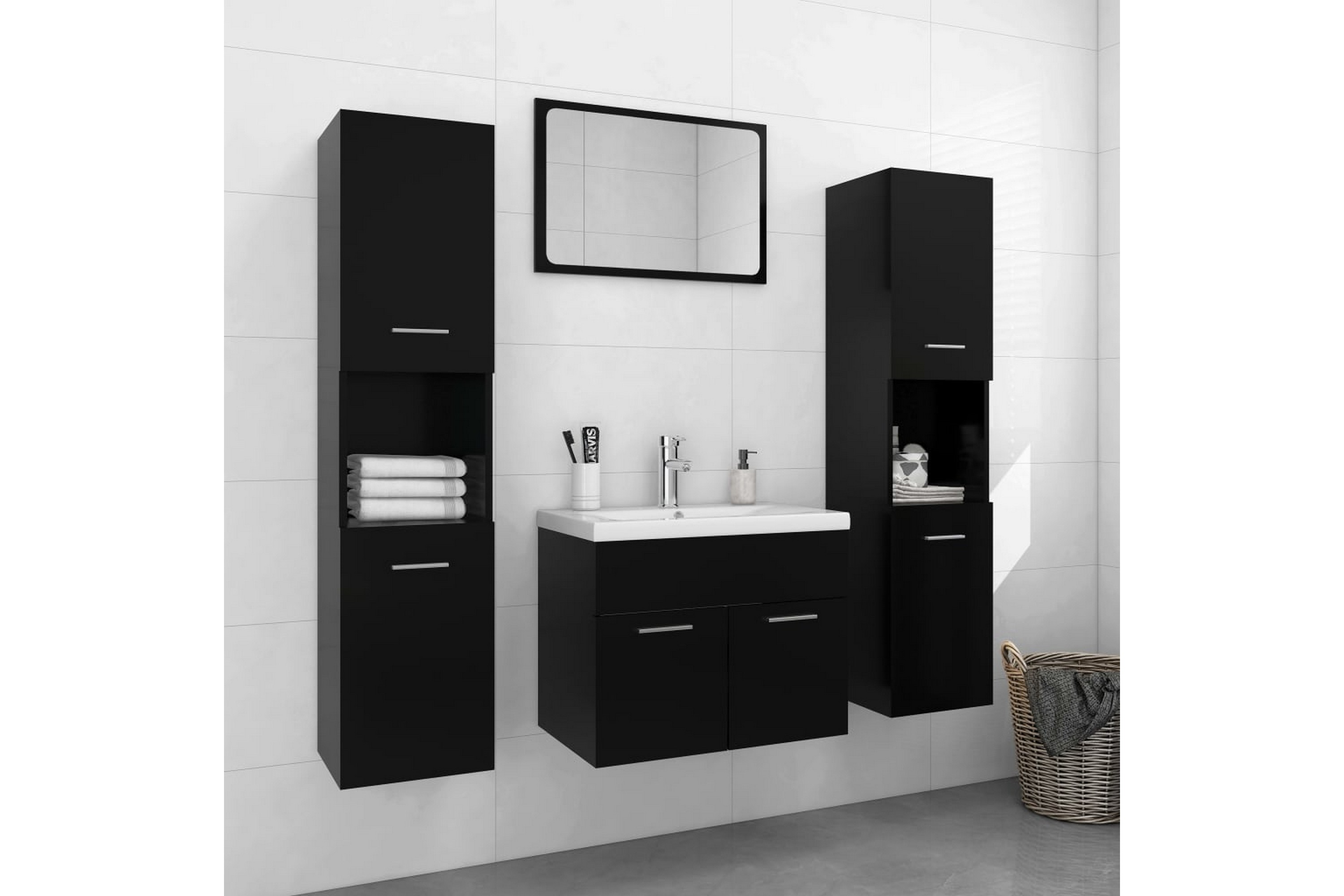Be Basic Kylpyhuoneen kalustesarja Musta - Talo & remontointi | Kodin1.com