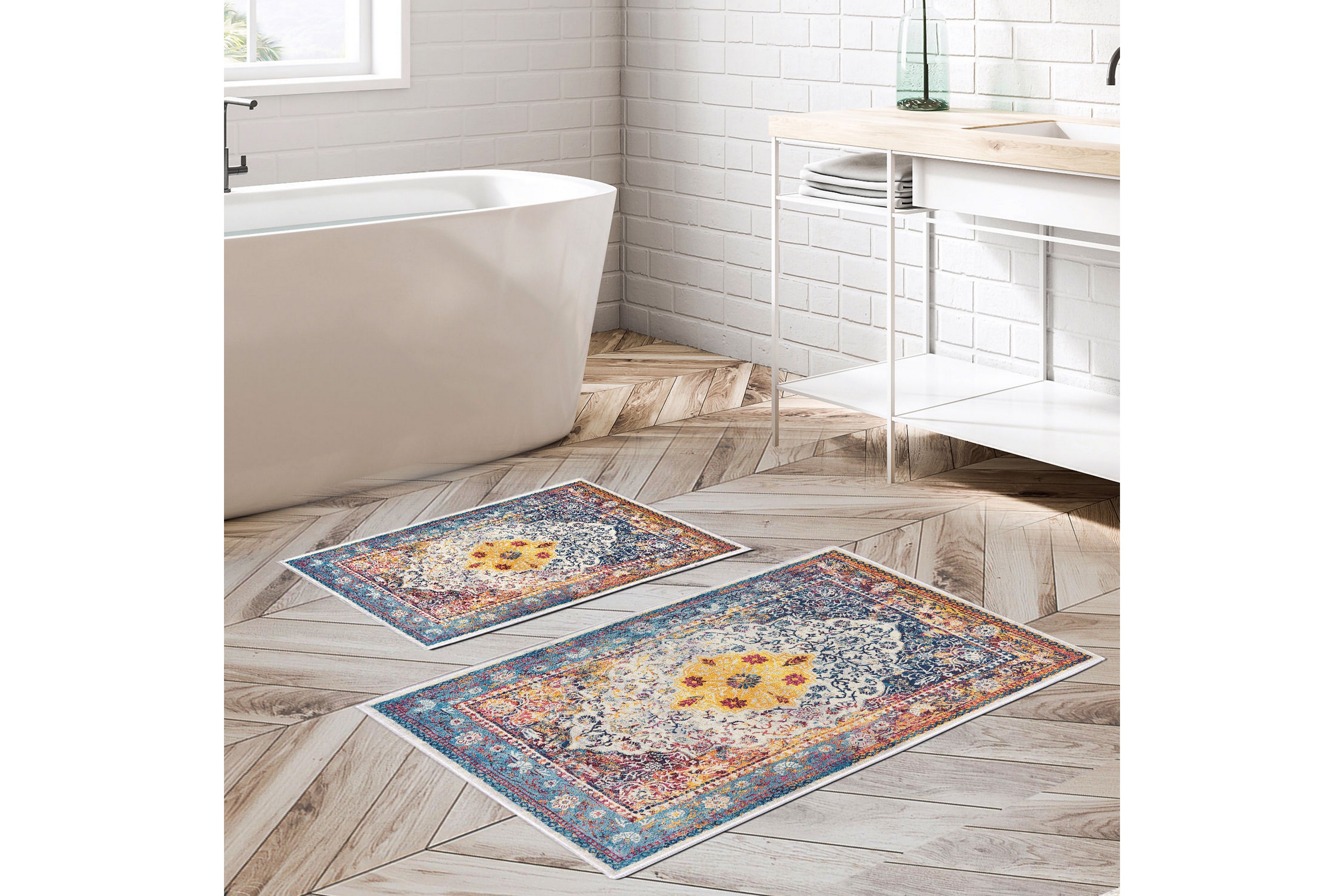 Pallvi Baderomsmatte 60x150 cm Rektangulær Flerfarget - Tekstiler - Trademax