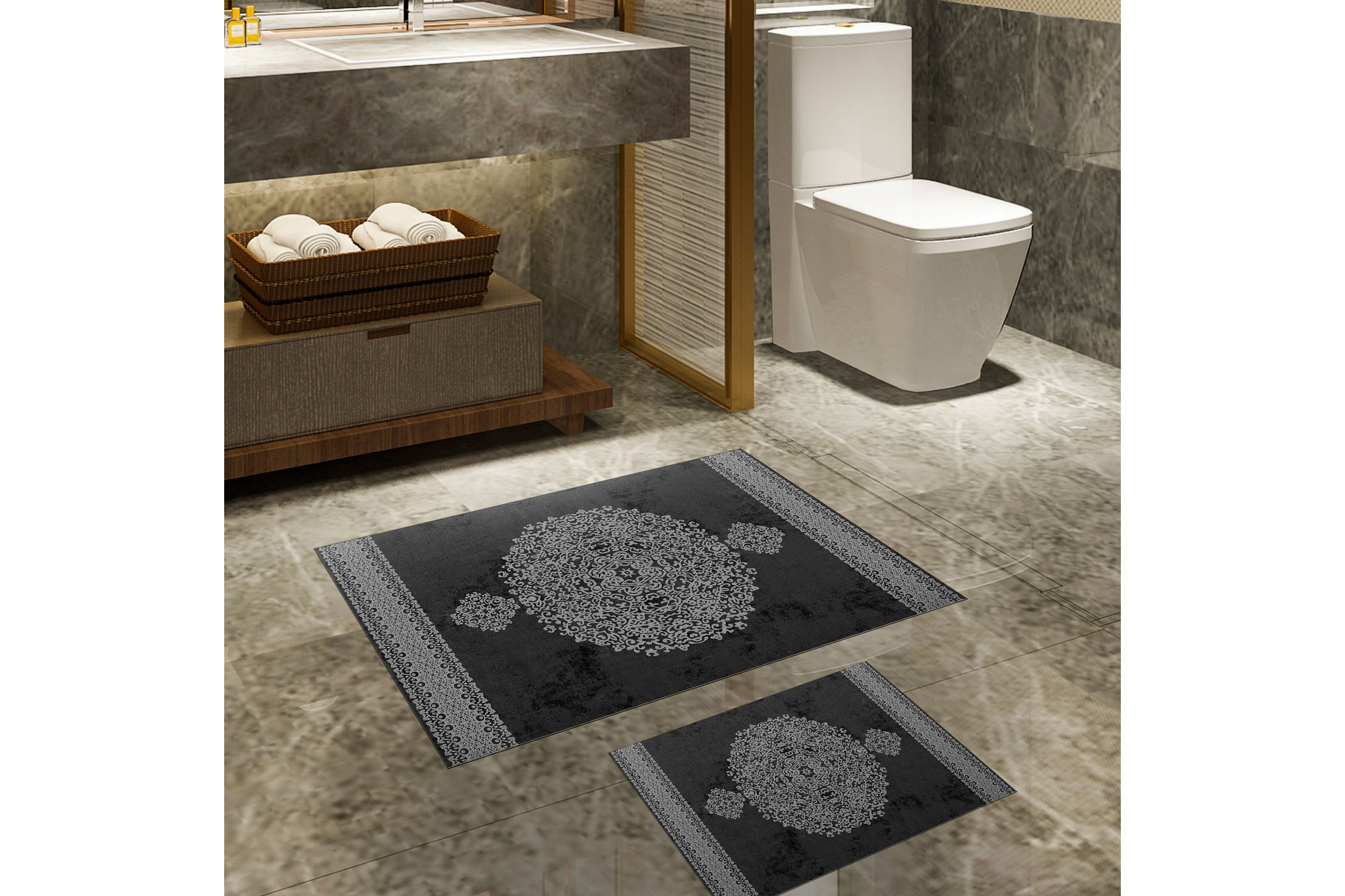 Panchu Badrumsmatta 60x150 cm Rektangulär Svart - Textil & mattor - Trademax