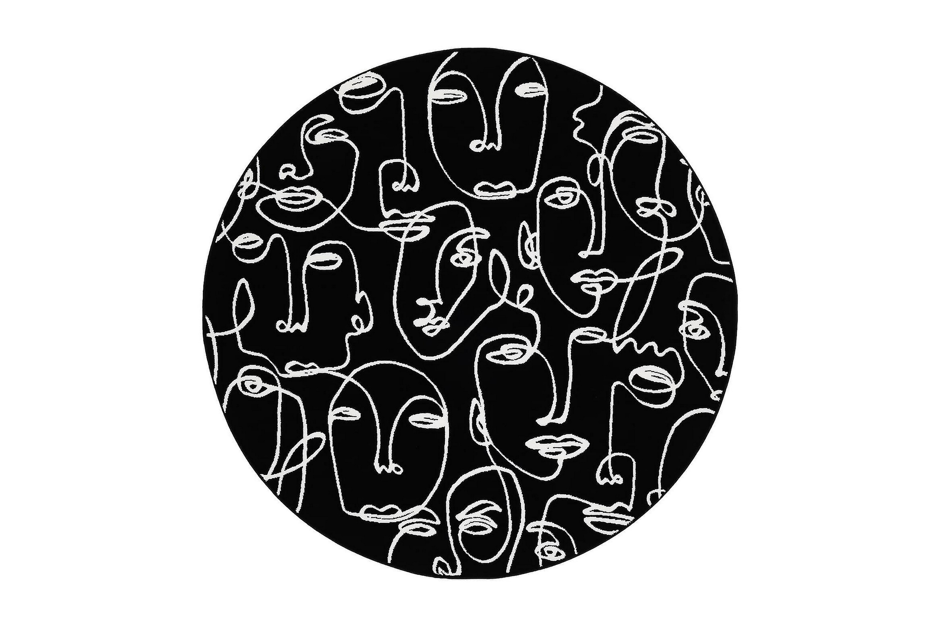 Ink Face Matta Rund 160 cm Svart - Textil & mattor - Trademax