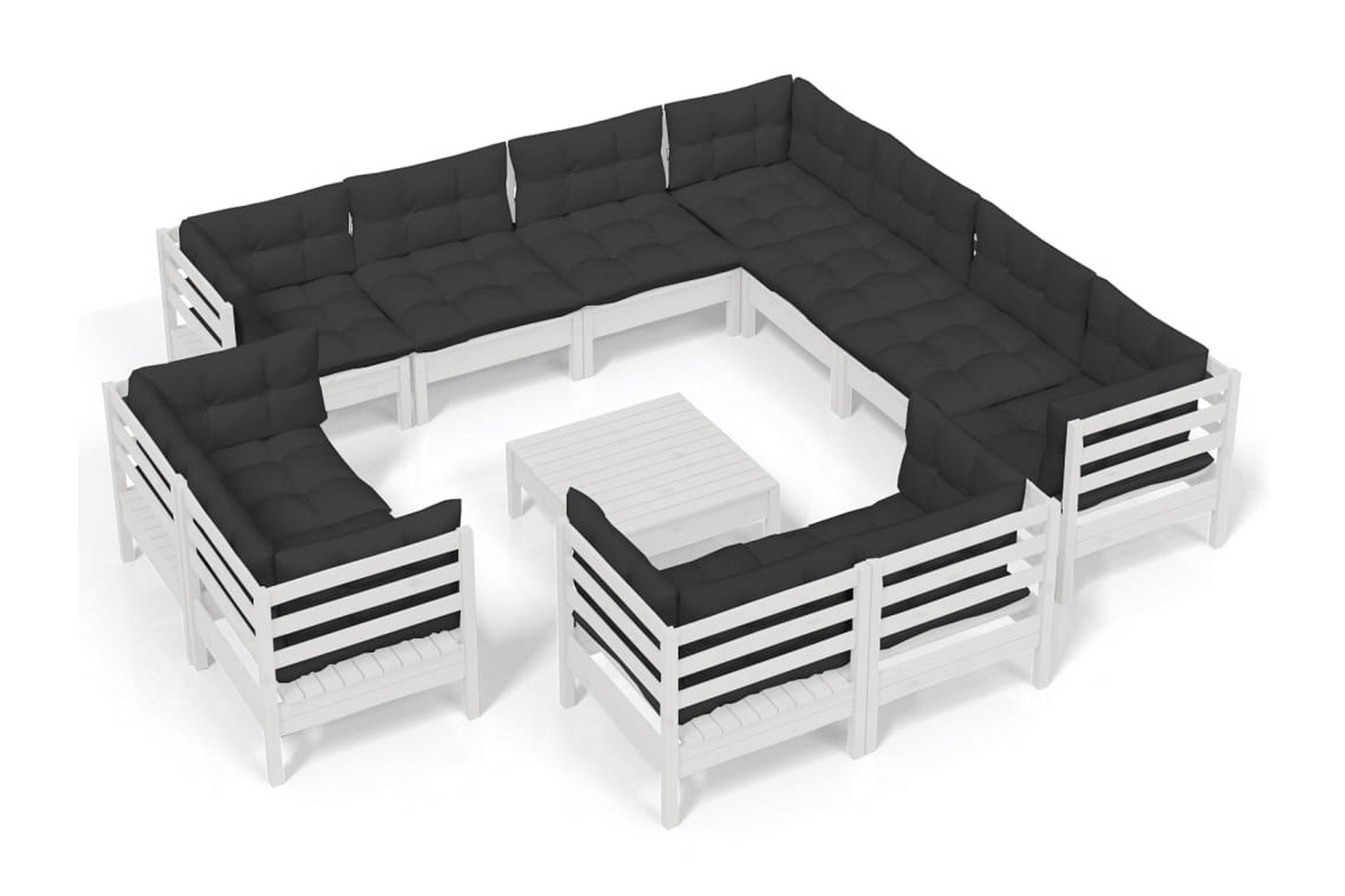 Be Basic Loungegrupp Utomhus med dynor 12 delar vit massiv furu Vit ...